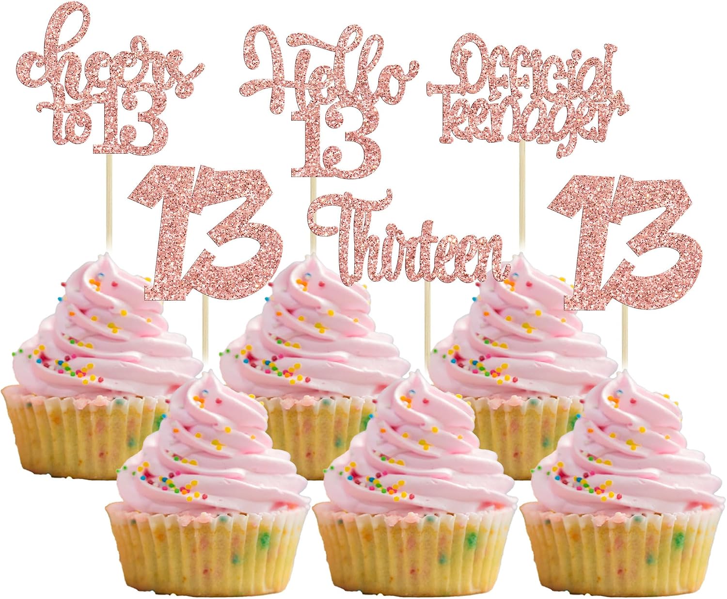 Amazon.com: 30Pcs 13th Birthday Cupcake Toppers Hello 13 Cupcake Picks ...