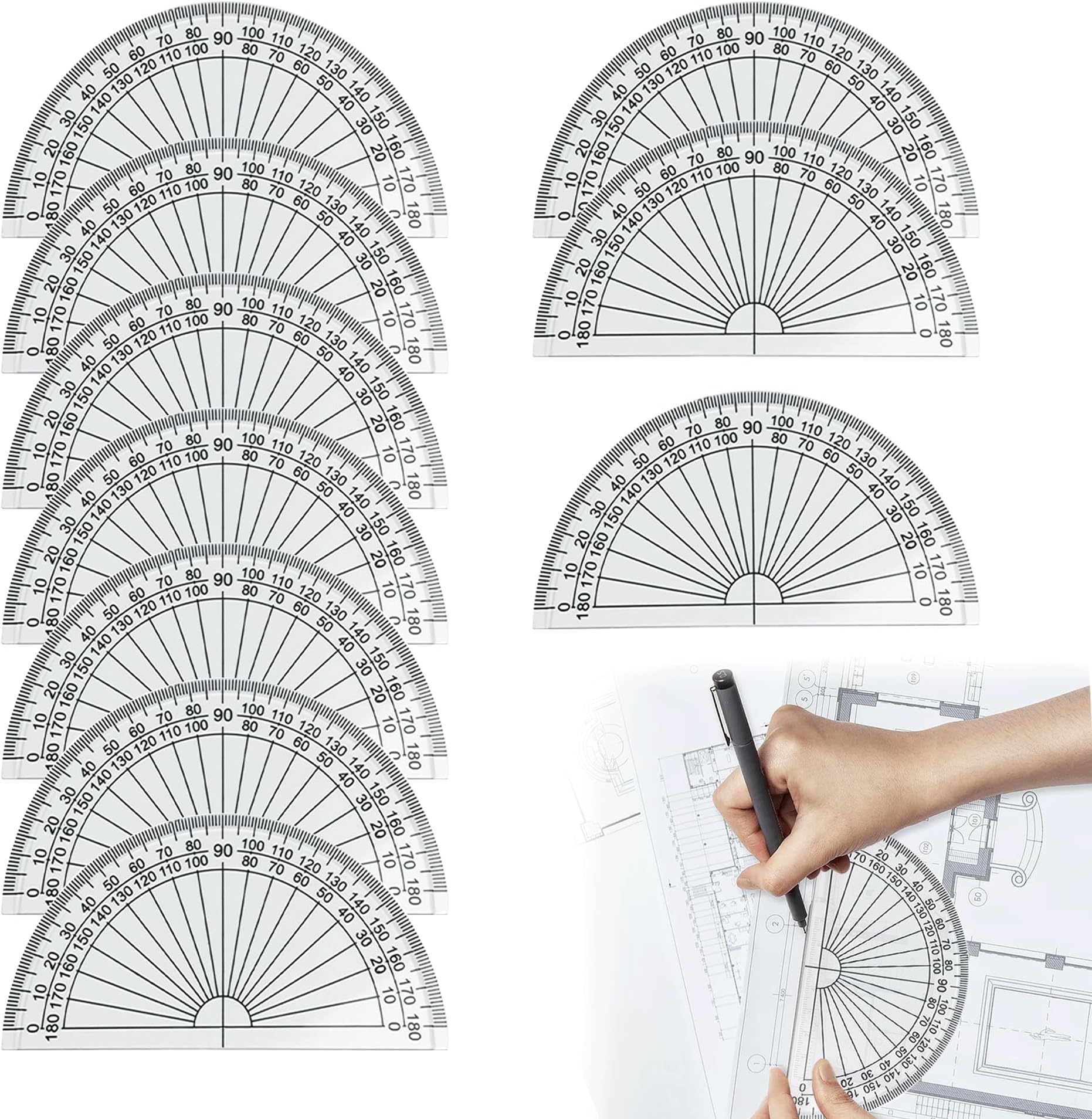 10PCS Helix Protractor 180 Degrees Protractor Set 4 Inches Protractor ...