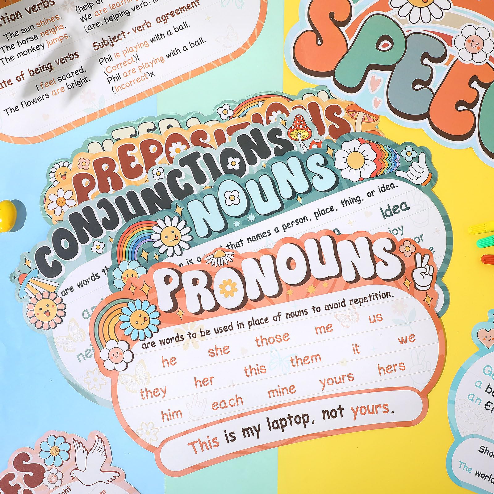 Language Arts Teaching Aids 12-Piece Parts Of Speech Posters - Boho ...