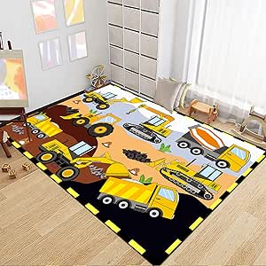 Amazon.com: Construction Rugs for Boys Room - Construction Play Rug ...