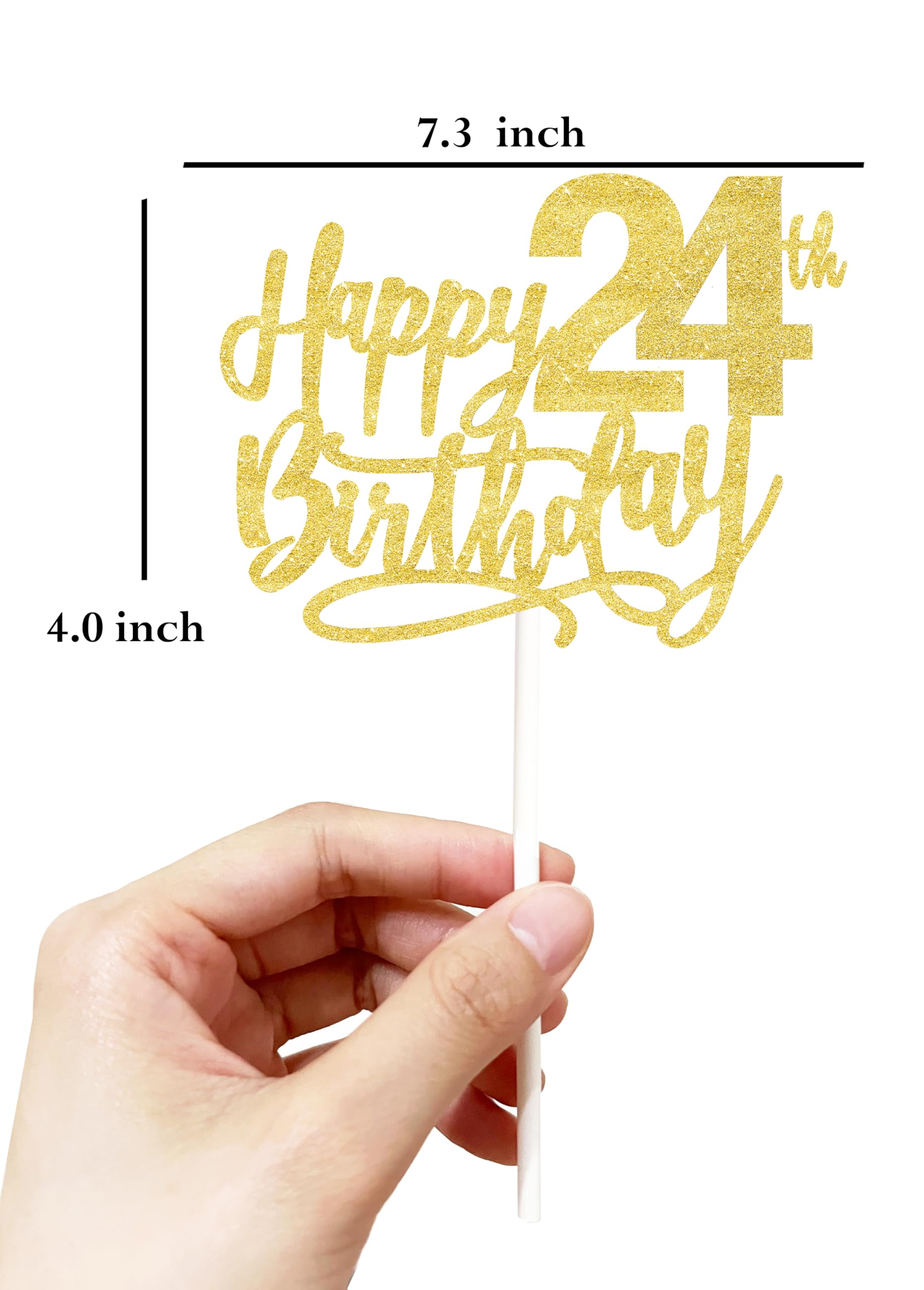 Snapklik.com : 24 Birthday Cake Toppers-Gold Glitter, Happy 24th Cake ...