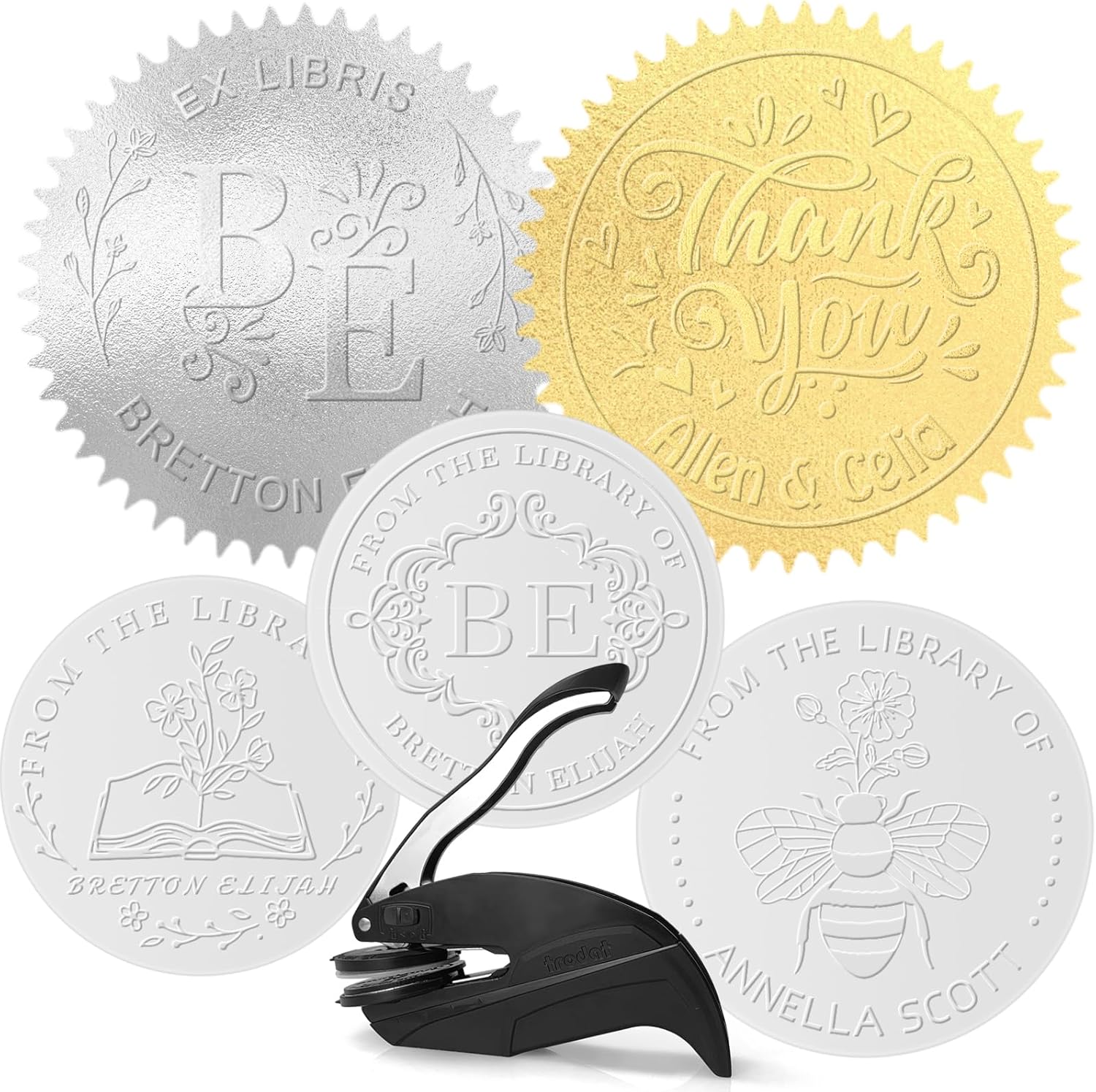 Book Embosser Personalized Book Stamp Custom Embosser with Name Text ...