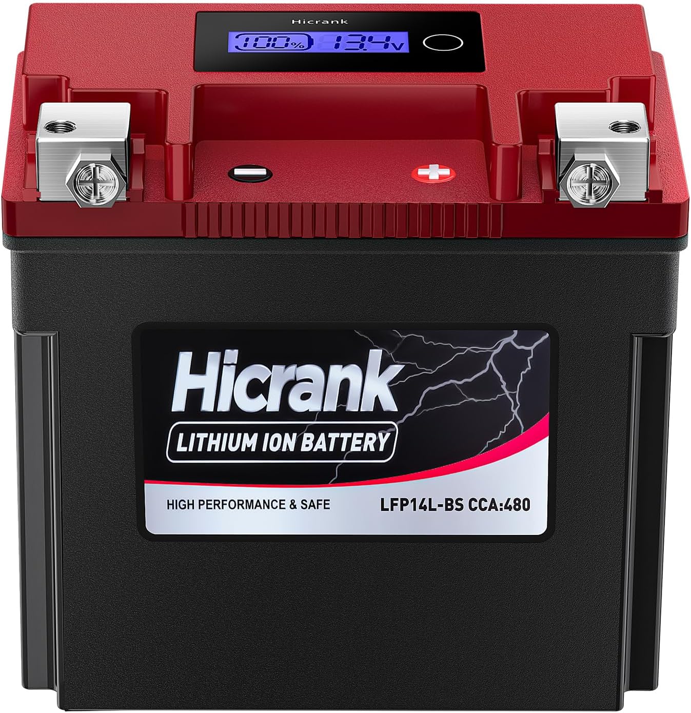 Amazon.com: Hicrank YTX14L-BS Lithium Motorcycle Battery, 480CCA ...