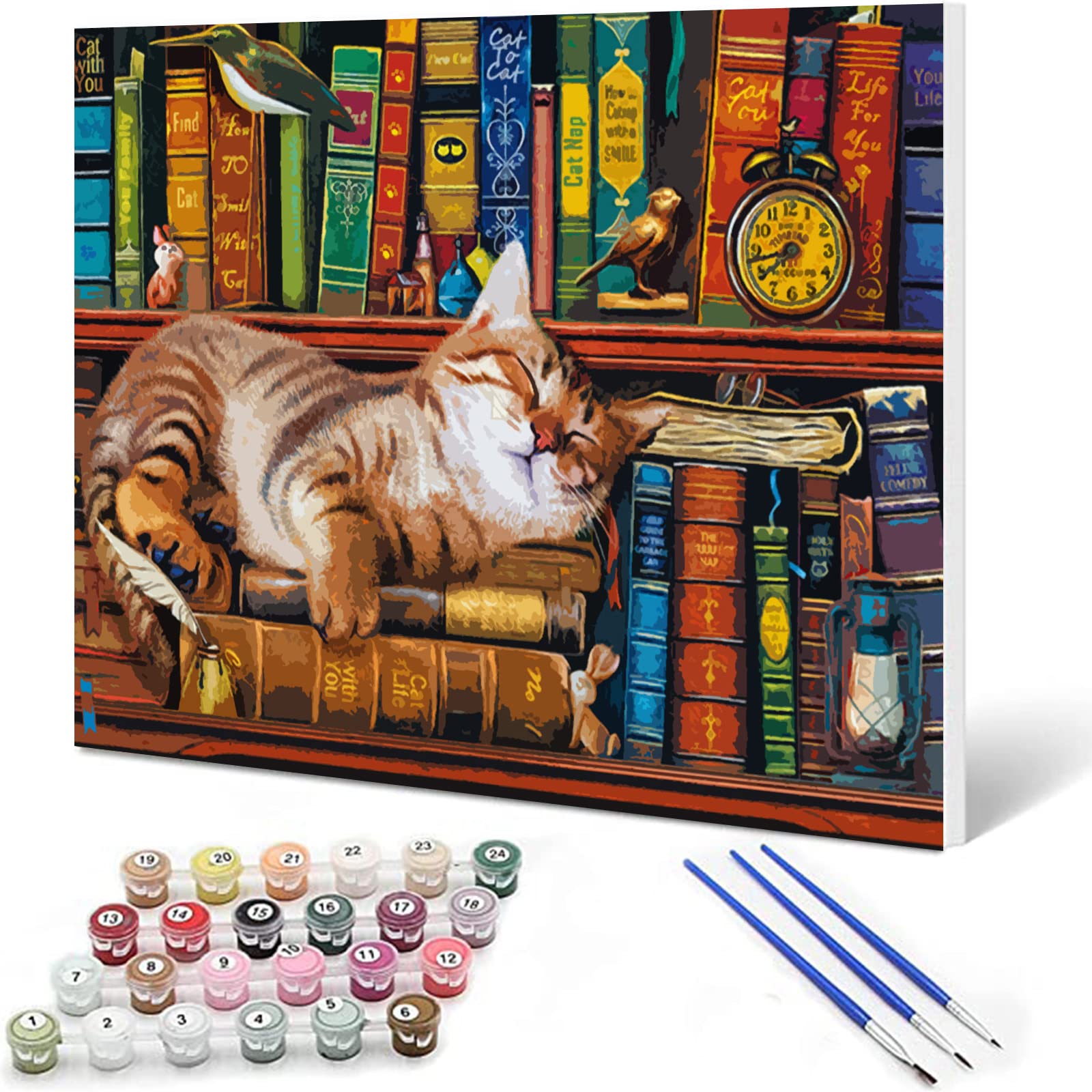 Cat Paint By Numbers Kit For Adults - 16x20 Inch Canvas With Acrylic ...