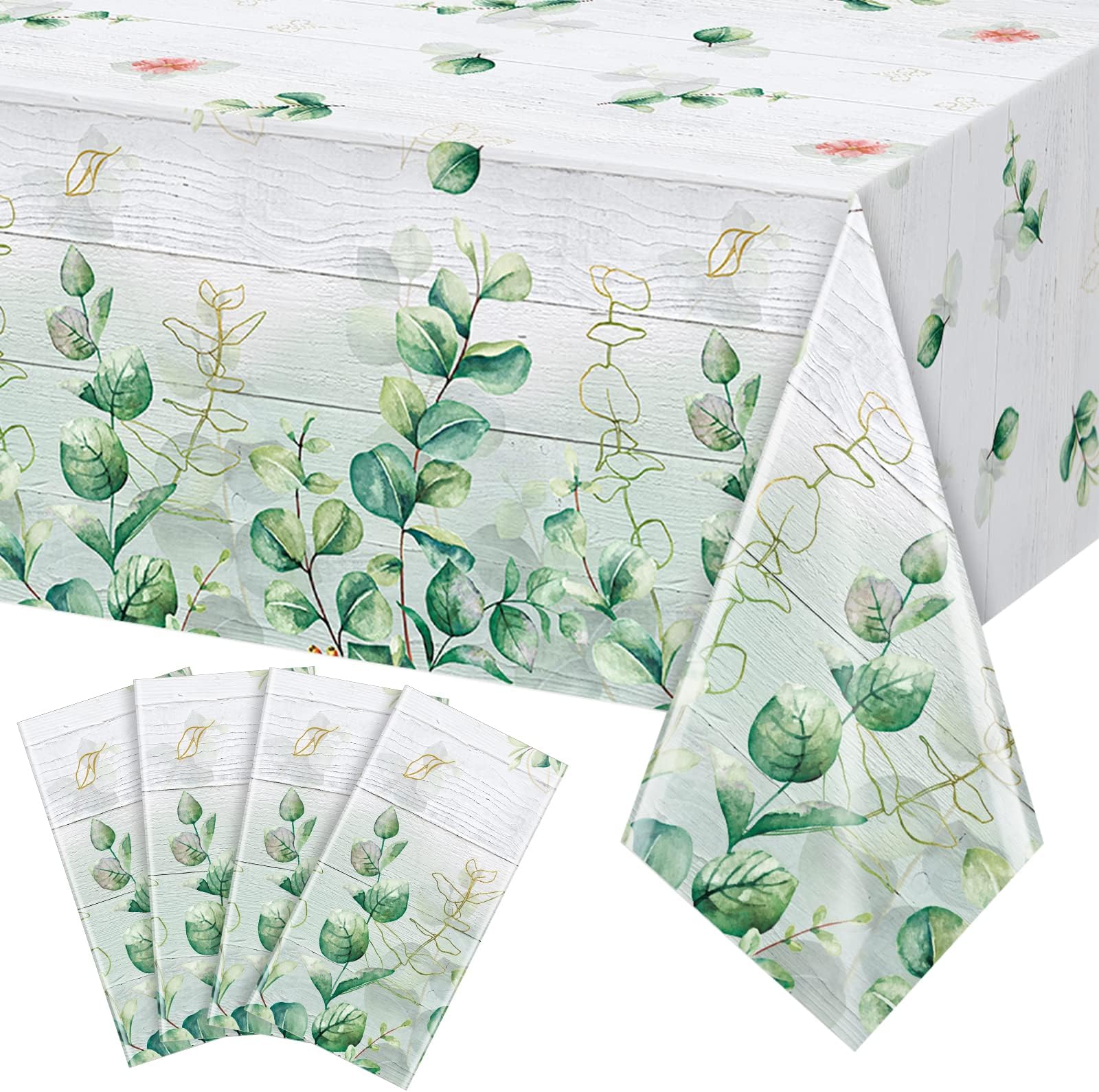 Amazon.com: AnyDesign 3Pcs Greenery Plastic Tablecloth Sage Green ...