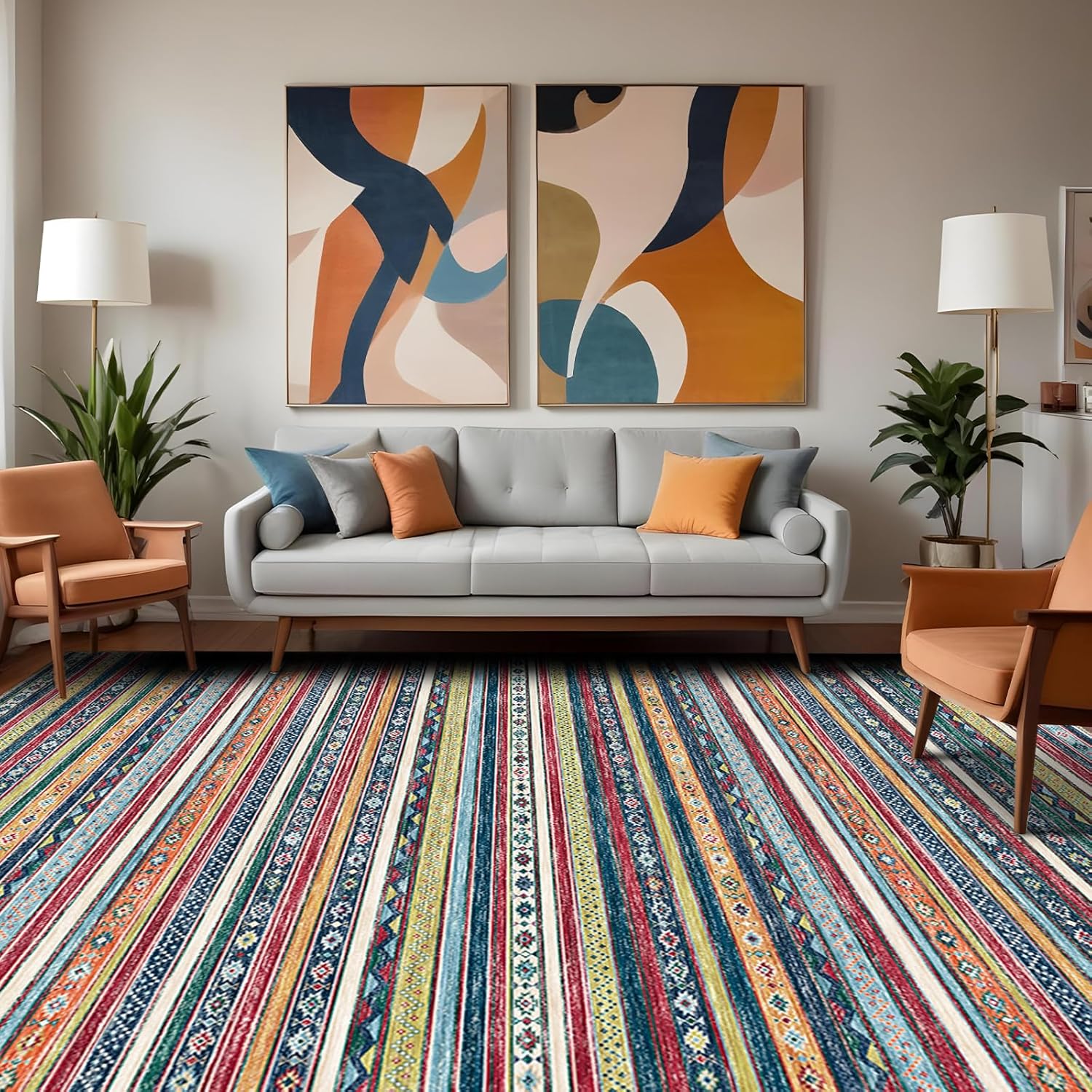 Amazon.com: HILORUUG 9x12 Washable Area Rug - Living Room Bedroom Low ...