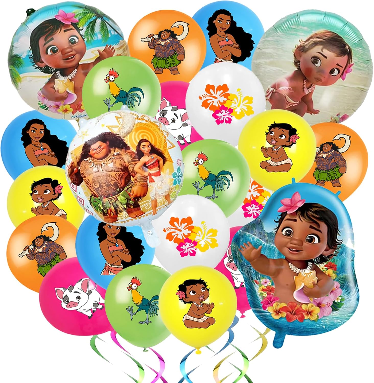 Amazon.com: 46Pcs Moana Birthday Party Decorations Balloon 6 Styles ...