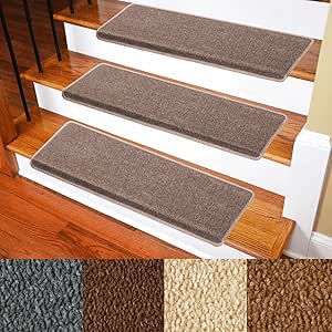 Amazon.com: Patavin Carpet Stair Treads – Non-Slip Bullnose Carpet for ...
