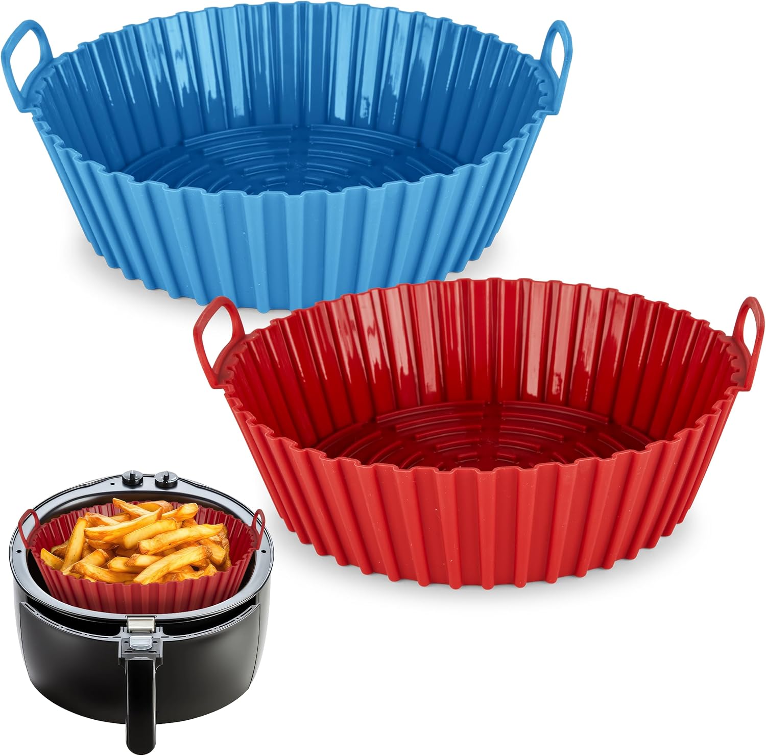 Amazon.com: HOTPOP |Silicone Air Fryer Liners – Reusable Bowl Handle ...