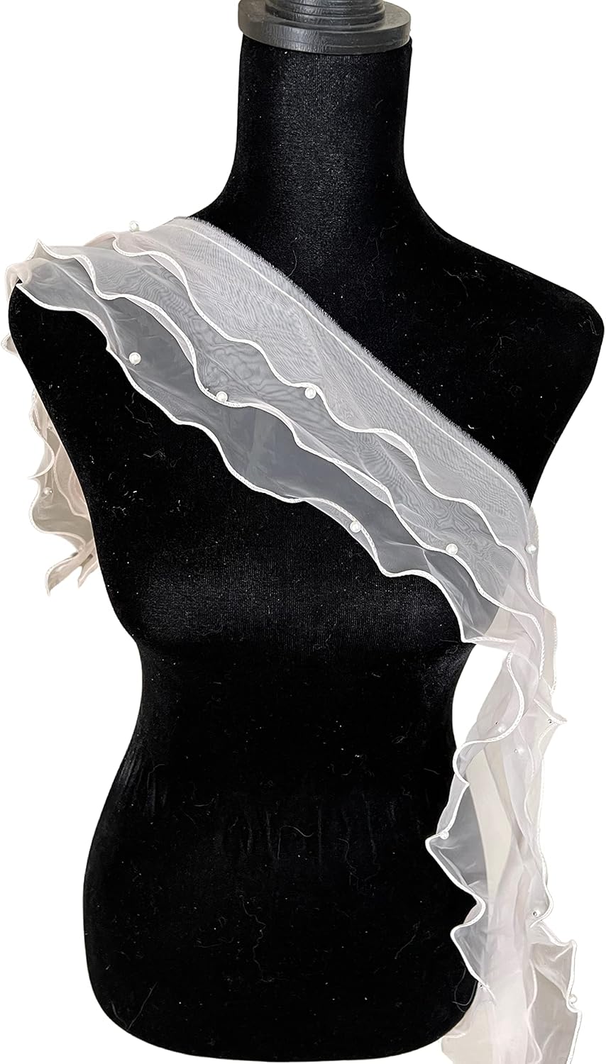 Amazon.com: PEPPERLONELY 1 Yard 4 Inch Wide 3 Layers Pearl Beaded ...