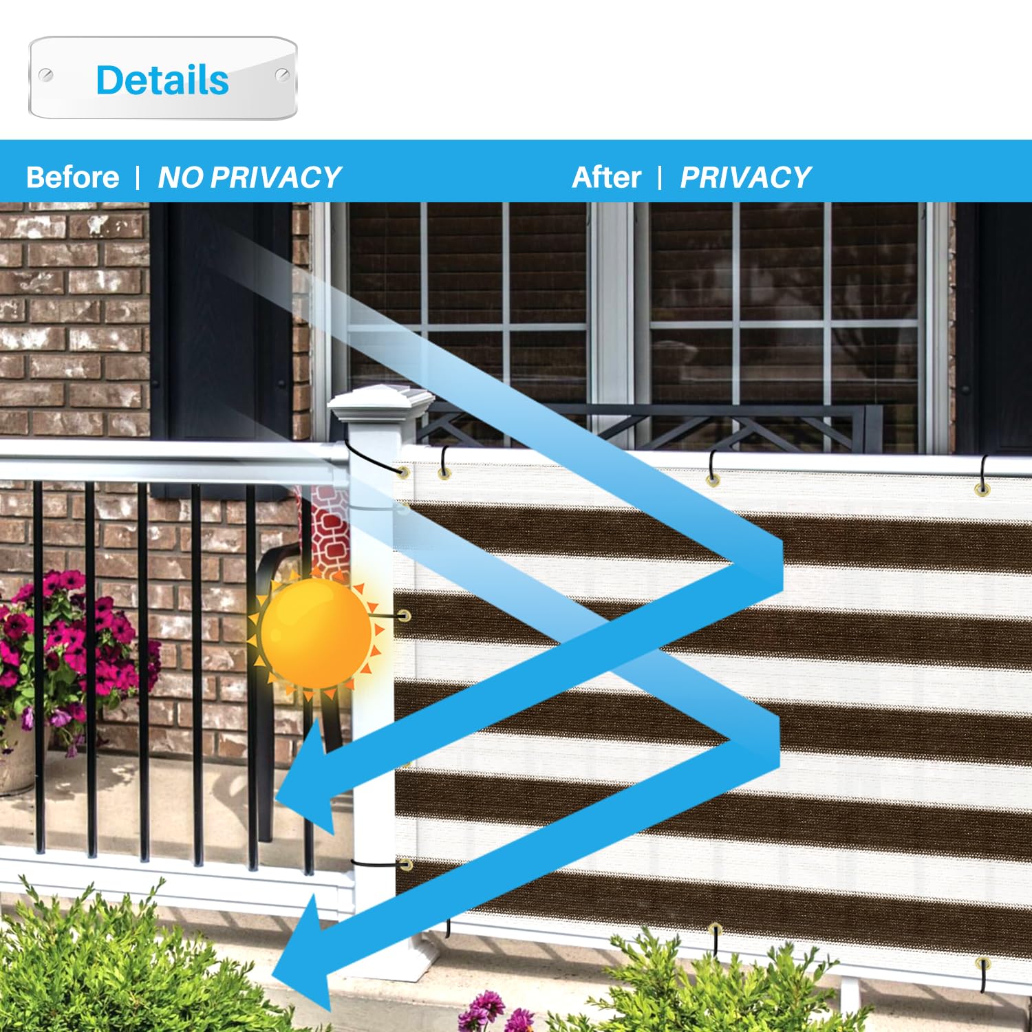 Snapklik.com : Patio 3 X 15 Balcony Privacy Screen Apartment Railing ...
