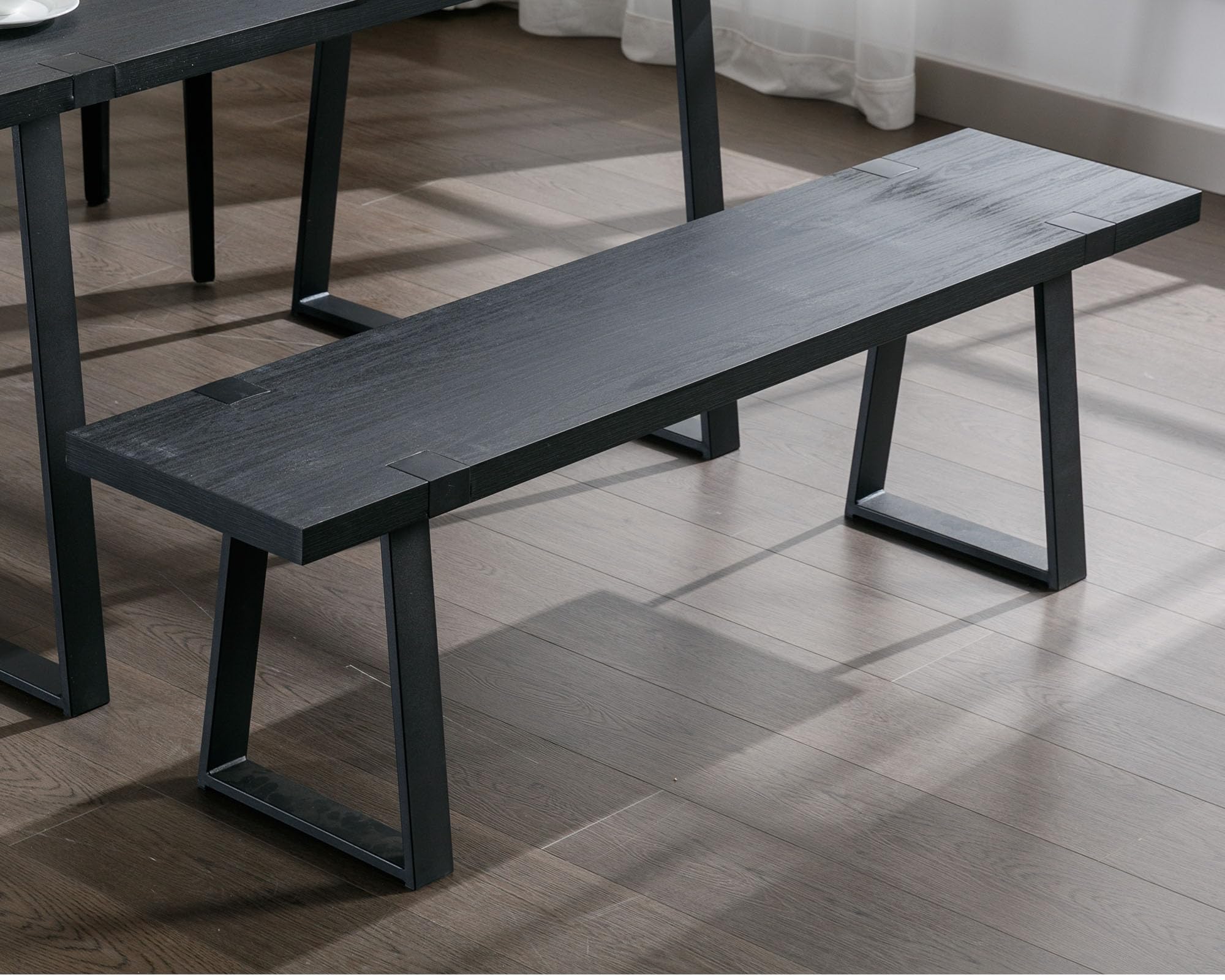 Amazon.com - VESCASA 60" Wood Dining Bench with Black Metal Legs for ...