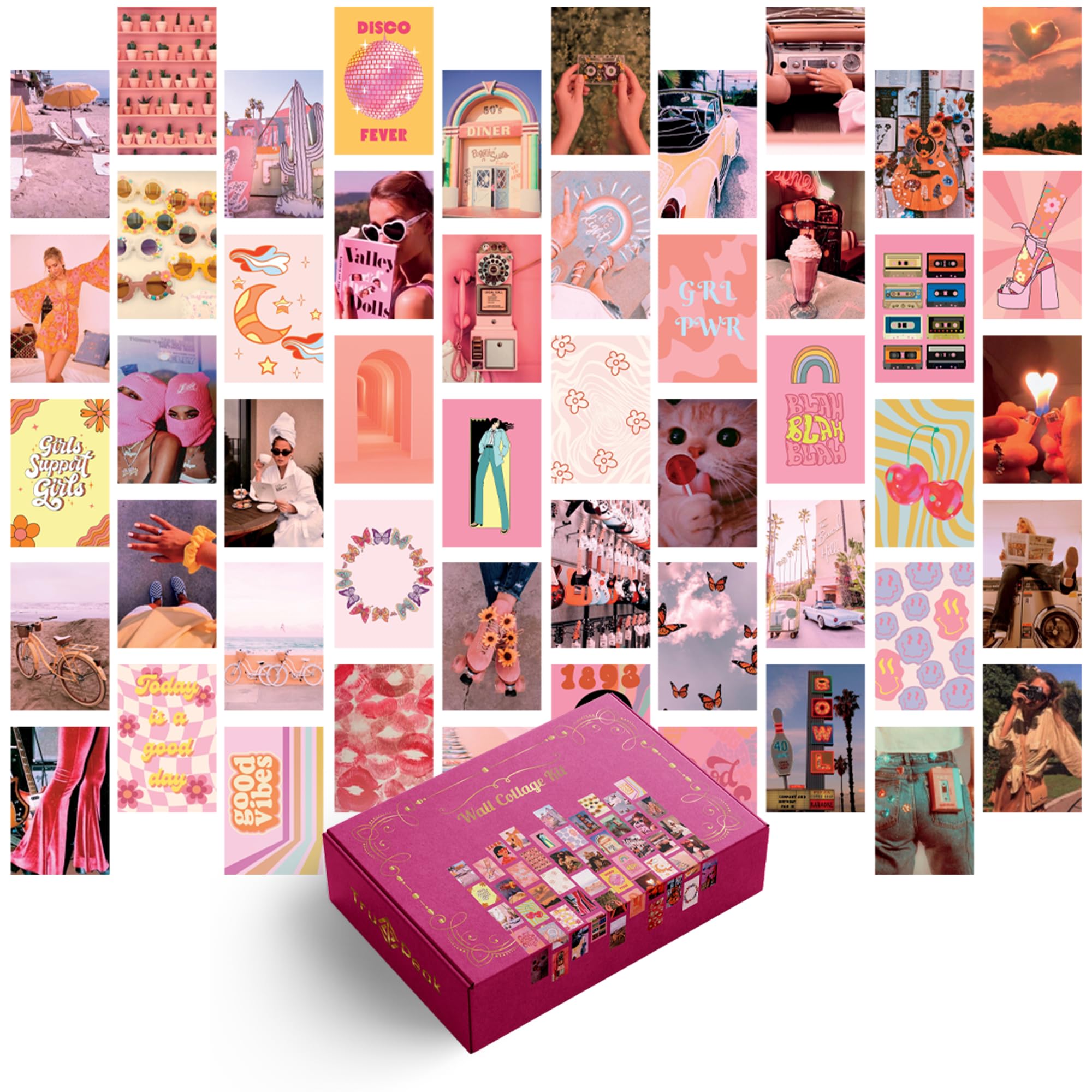 Amazon.com: TruPeak 50 Pcs Retro Pink Wall Collage Kit Aesthetic ...