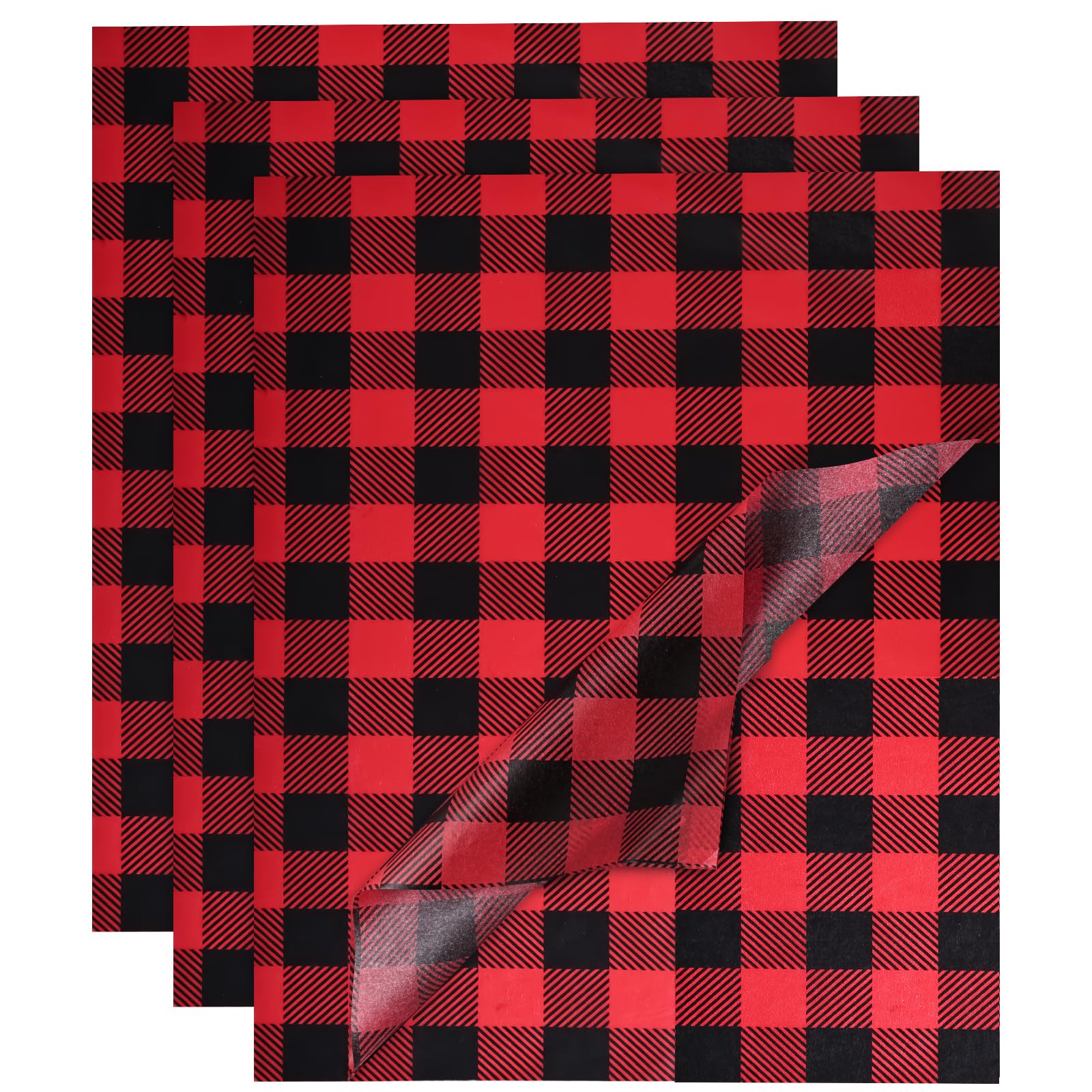 Amazon.com: Koogel 120 Sheets Buffalo Plaid Tissue Paper, Red Black ...