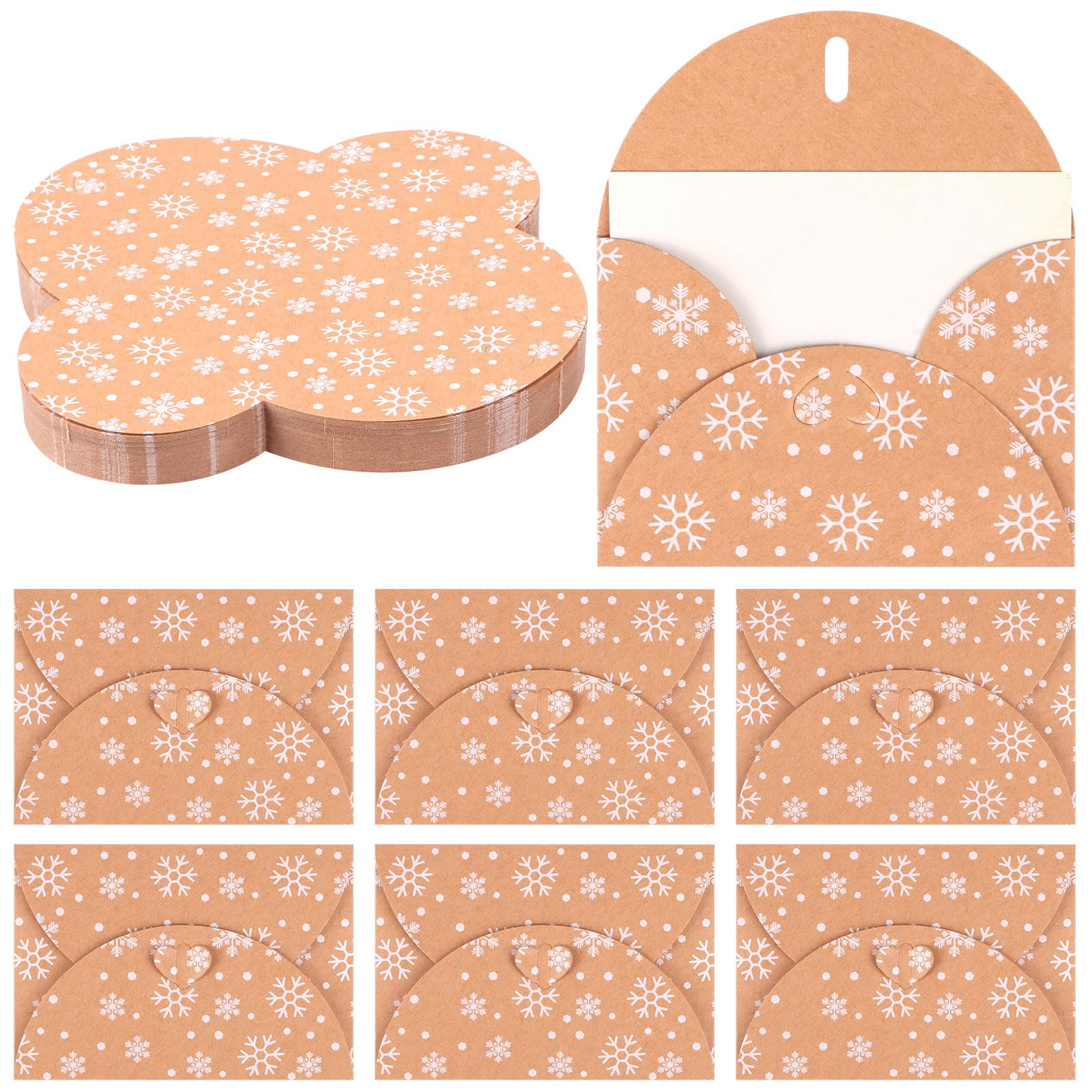 Amazon.com : CCINEE 100pcs Mini Snowflake Kraft Card Envelopes,Vintage ...