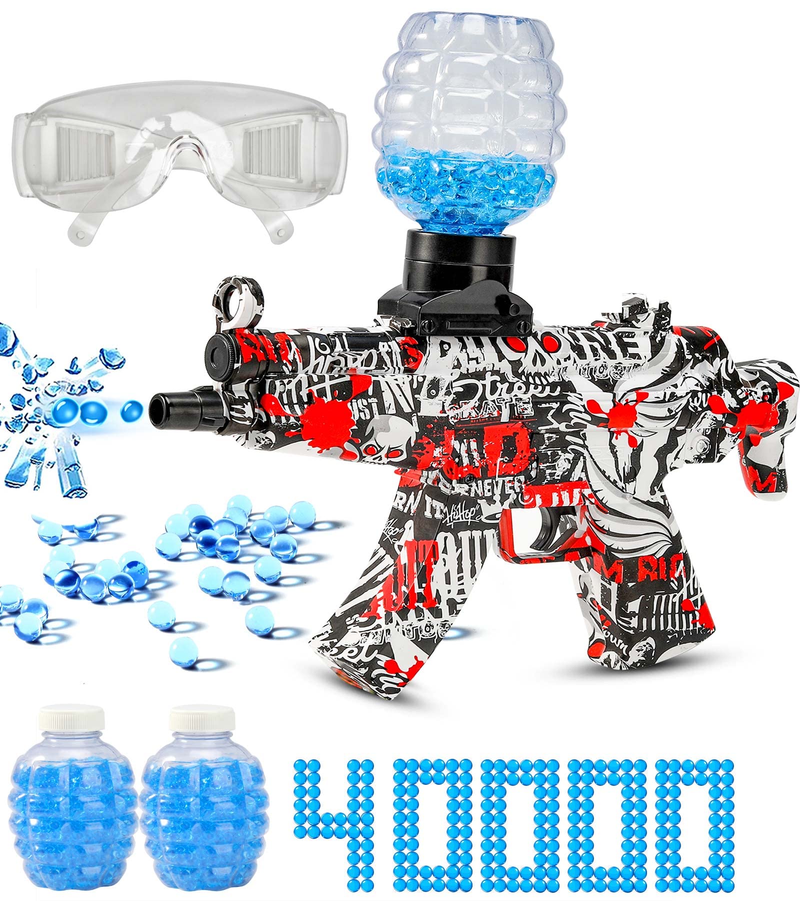 Buy Electric Gel Blaster Toy MP-5 with 40000 Splatter Ball and Goggles ...