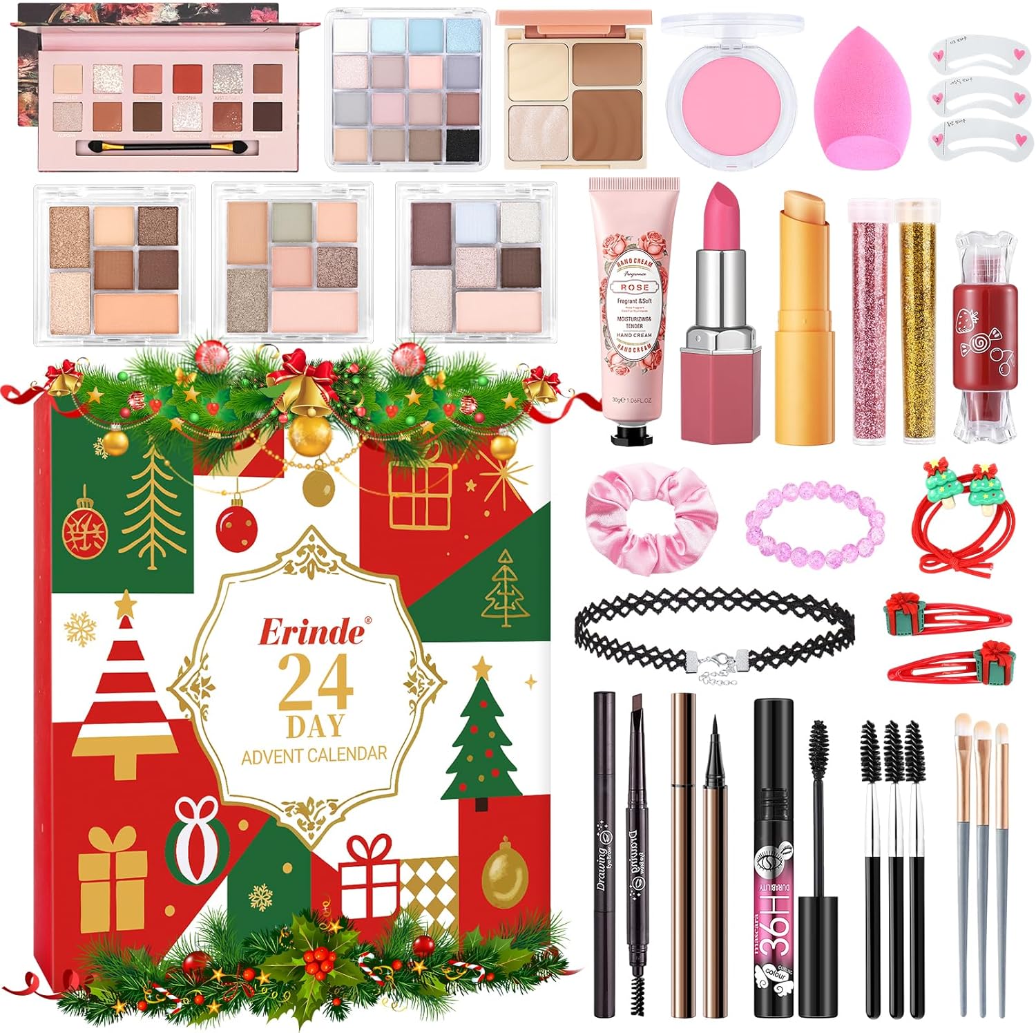 Erinde Makeup Advent Calendar 2025, 24 Days Christmas Calendar Make up ...