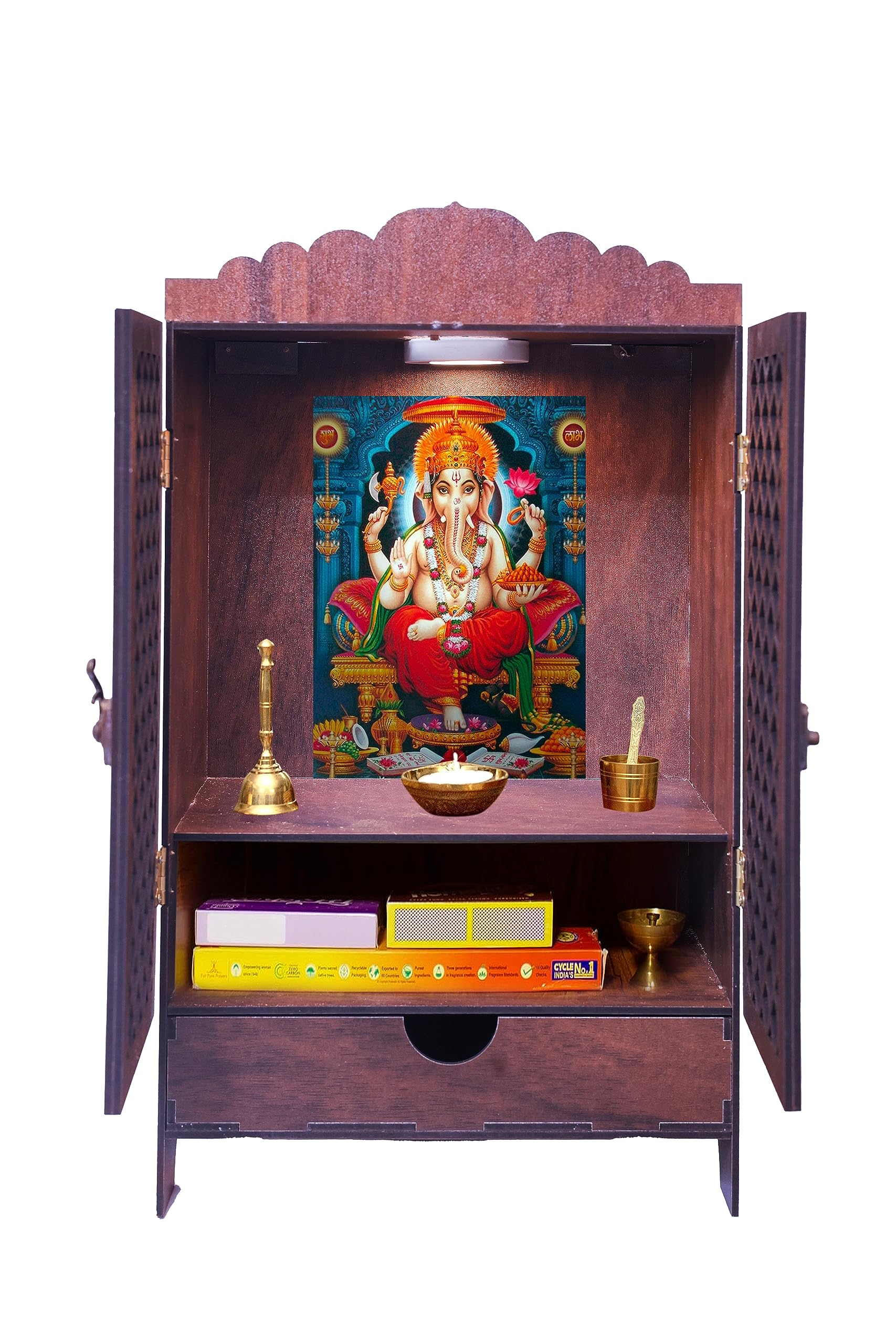 Buy Grofly Beautiful Wooden Pooja Mandir | Home Temple/mandir/god Stand ...