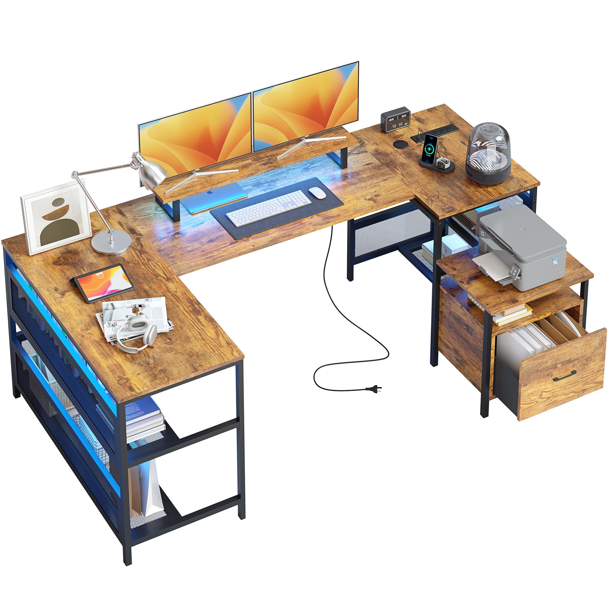 Small Computer Desk 40 Inch L Shaped Desk With Storage | Desertcart INDIA