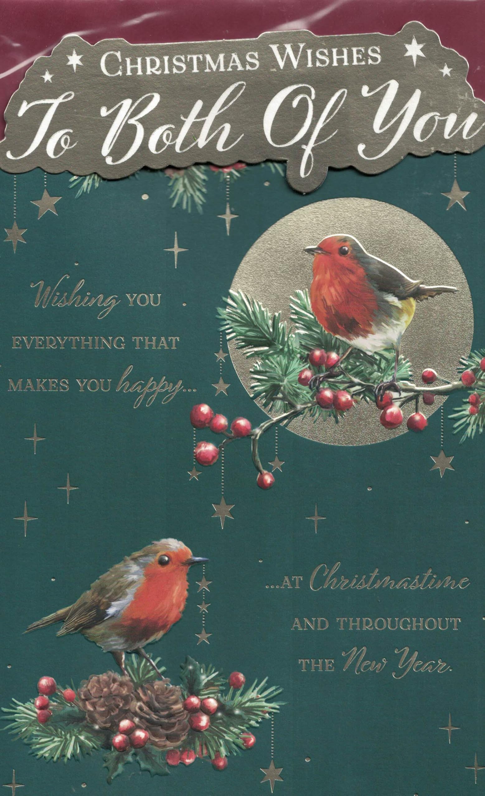 To both of You Christmas Card, Traditional Xmas Robin Design, 23 x 15 ...