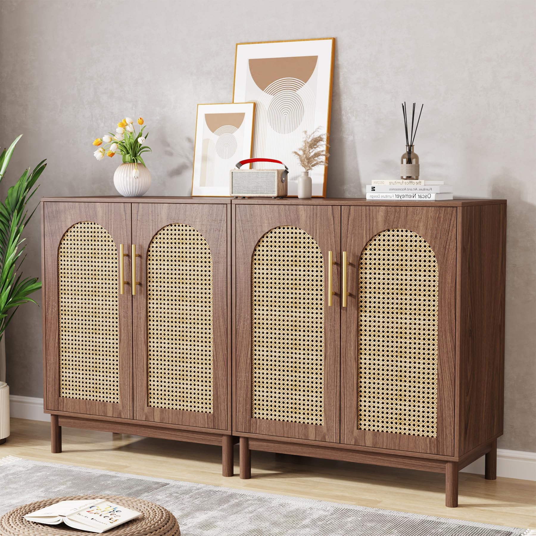 Amazon.com: ZLWJGY Credenza Rattan Buffet Cabinet, Sideboard Storage ...