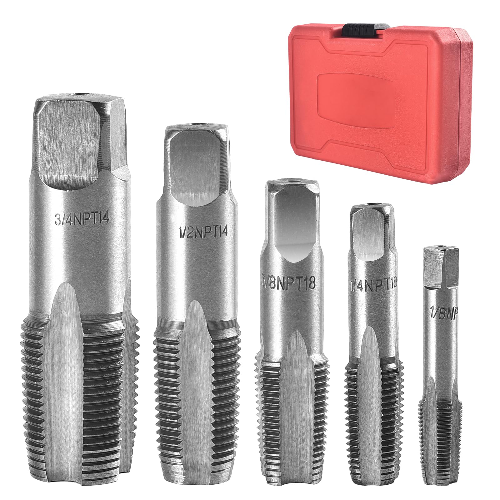 Amazon.com: 5-Pieces NPT Pipe Tap Set, 3/4", 1/2", 3/8", 1/4", 1/8" NPT ...