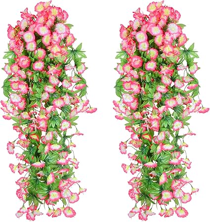 Amazon.com: 2PCS Artificial Hanging Flowers, UV Resistant Fake Plastic ...