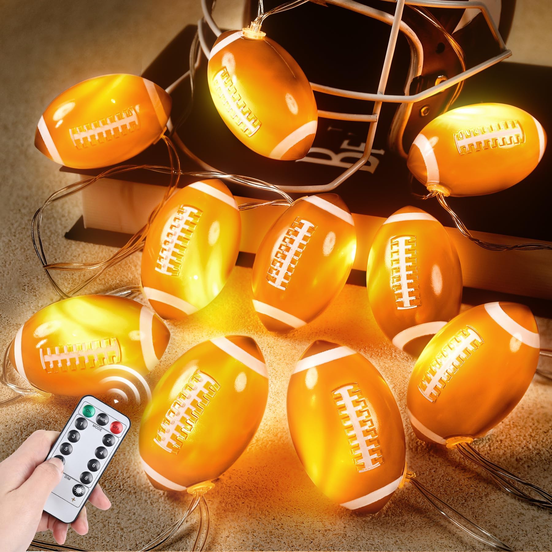 Amazon.com: VIHOSE Football Decor String Lights 9.84 ft 20 LED Football ...