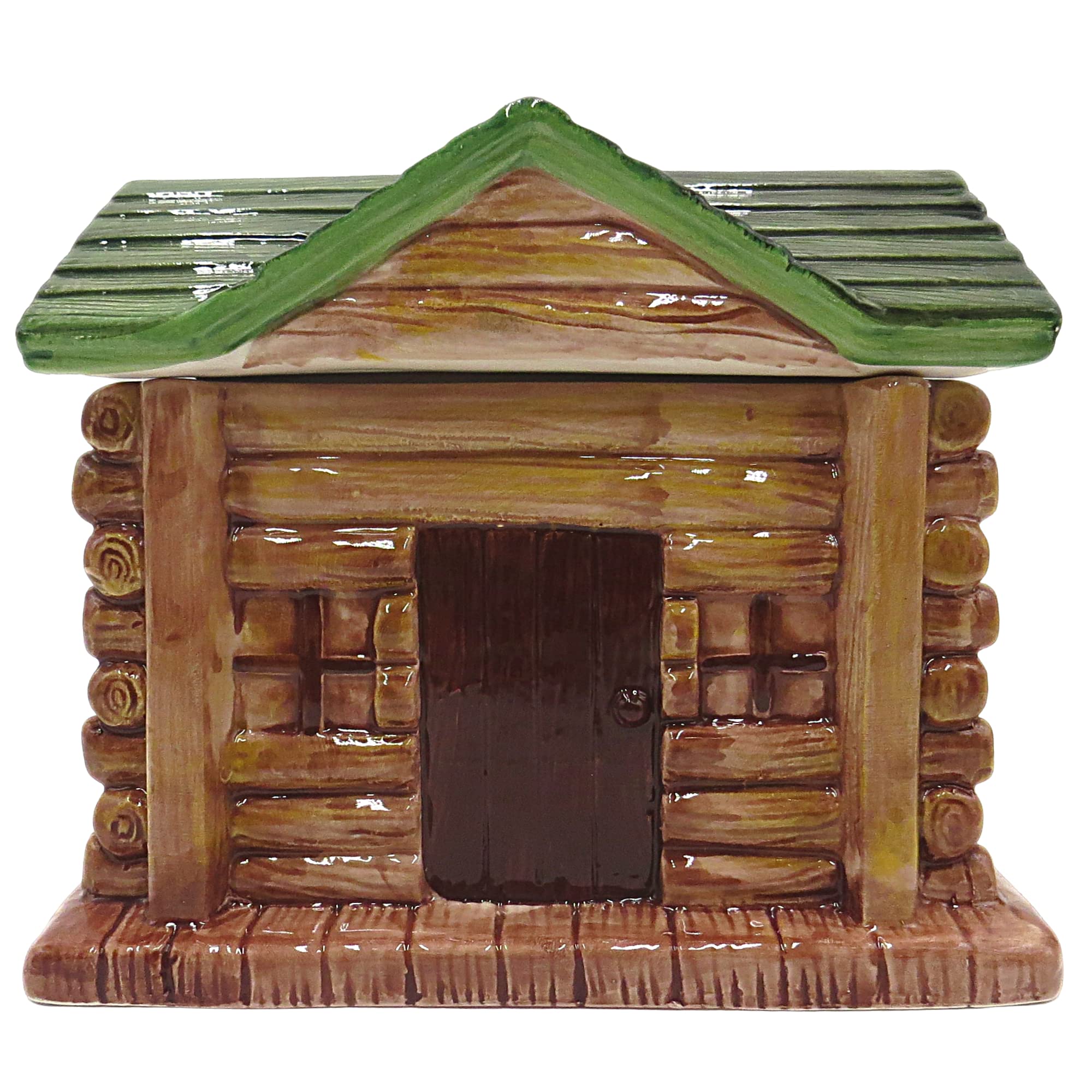Amazon.com: Ceramic Log Cabin Cookie Jar, Large Rustic Farmhouse Food ...