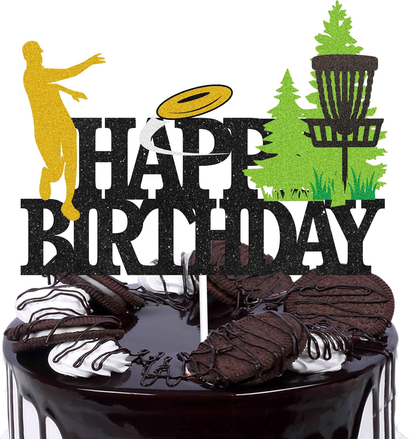 Amazon.com: Caiwowo Disc Golf Cake Topper Golf Happy Birthday Sign Cake ...