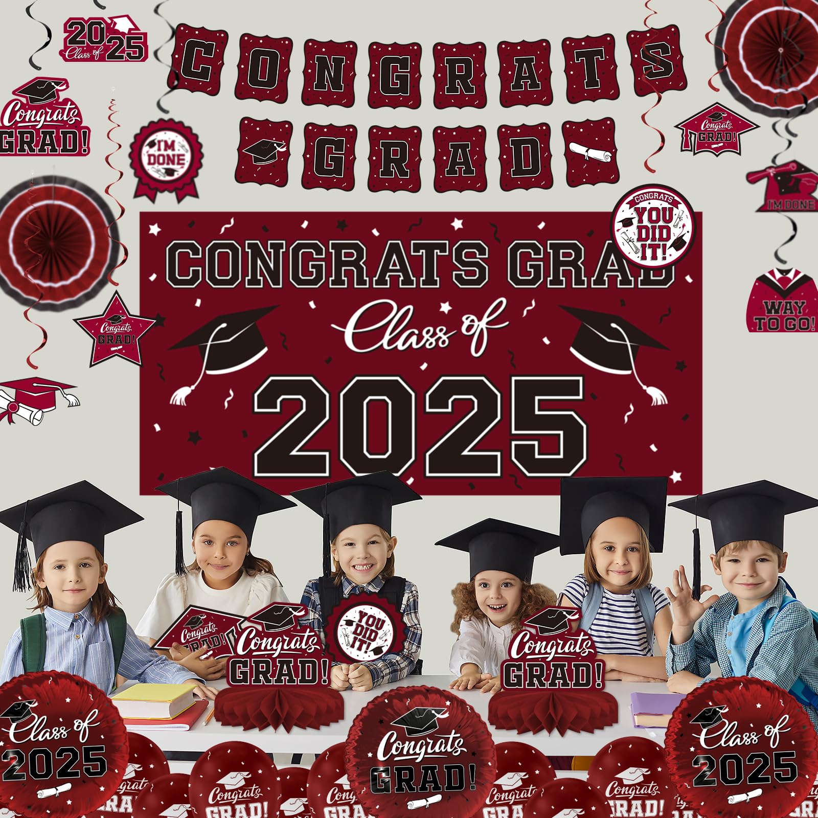 Graduation Maroon And White Graduation Party Supplies: Shop