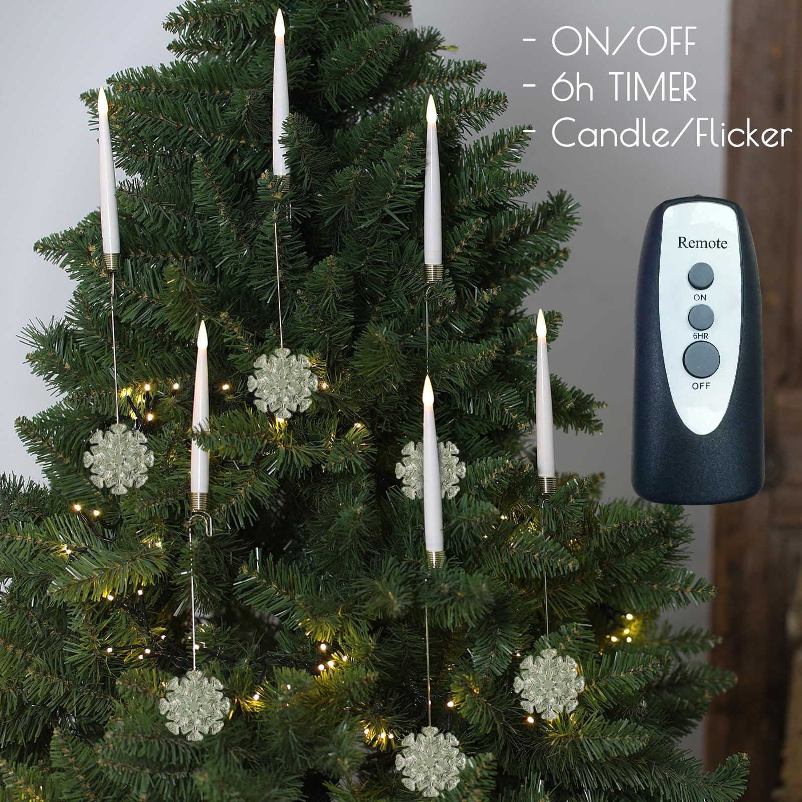 Snapklik.com : LUSHARBOR Christmas Tree Candles, 10 Pack Flameless ...