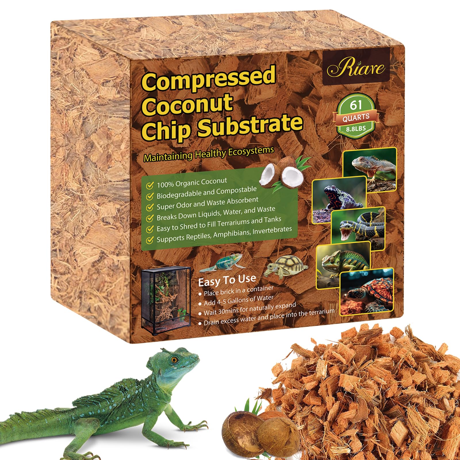 Snapklik.com : Riare Coconut Chip Substrate For Reptile 60 Quart ...