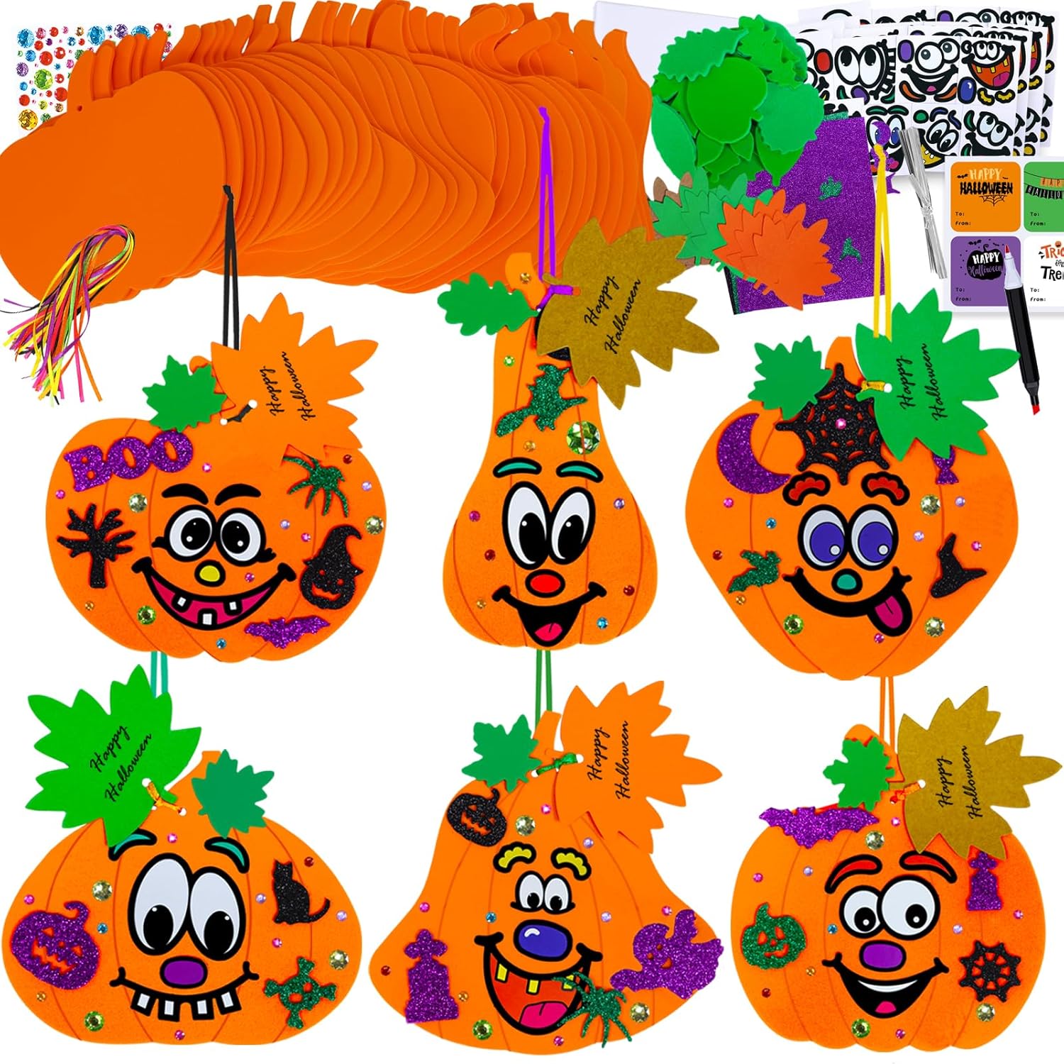 Amazon.com: Winlyn 36 Sets Fall Halloween Pumpkin Decorations DIY ...
