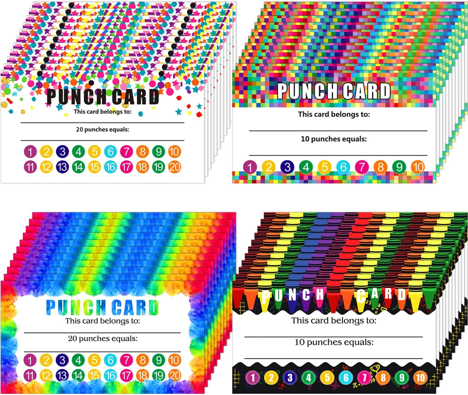 Amazon.com : Gooji Punch Cards 100 Pack Incentive Loyalty Reward Card ...