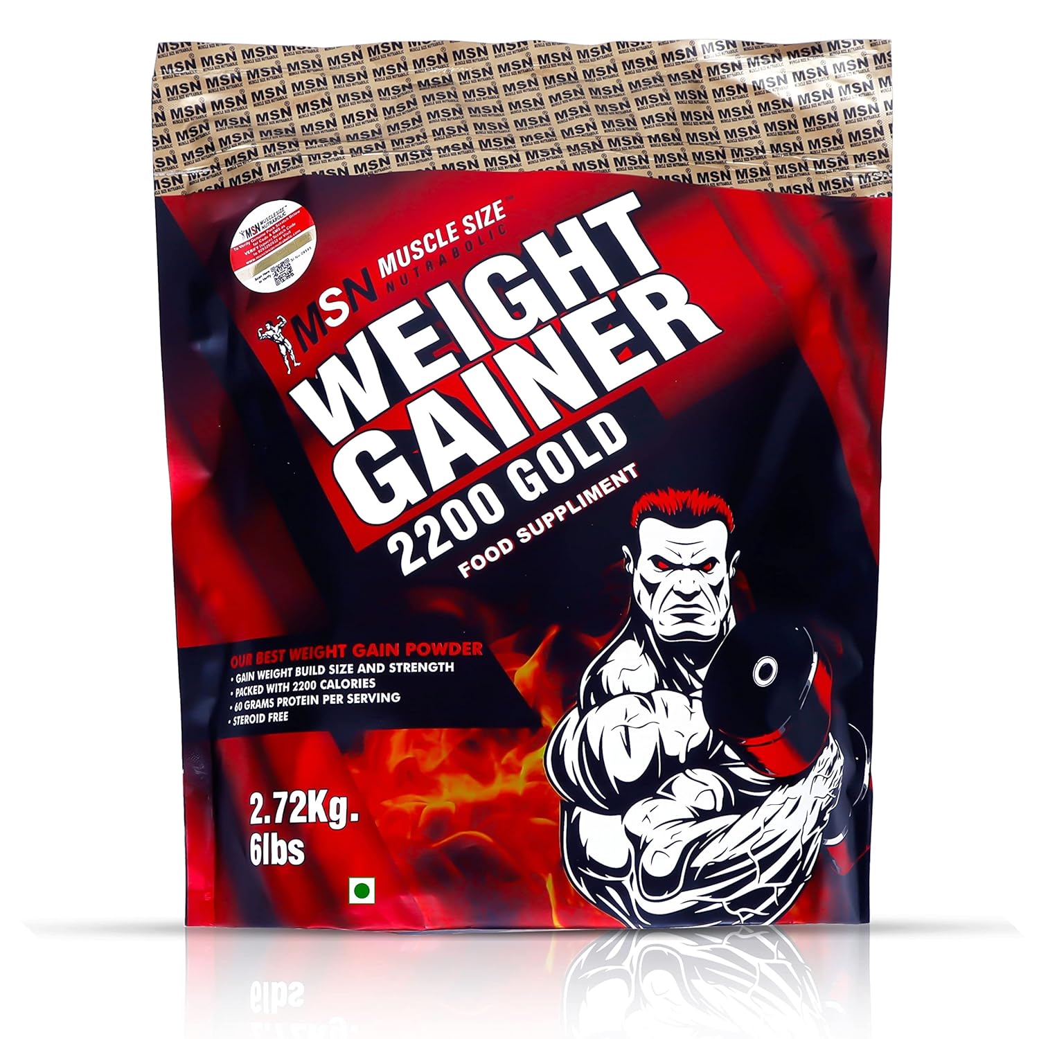 MUSCLE SIZE Weight Gainer 2200 Gold Powder Food Supplement (6lbs,2.72kg ...