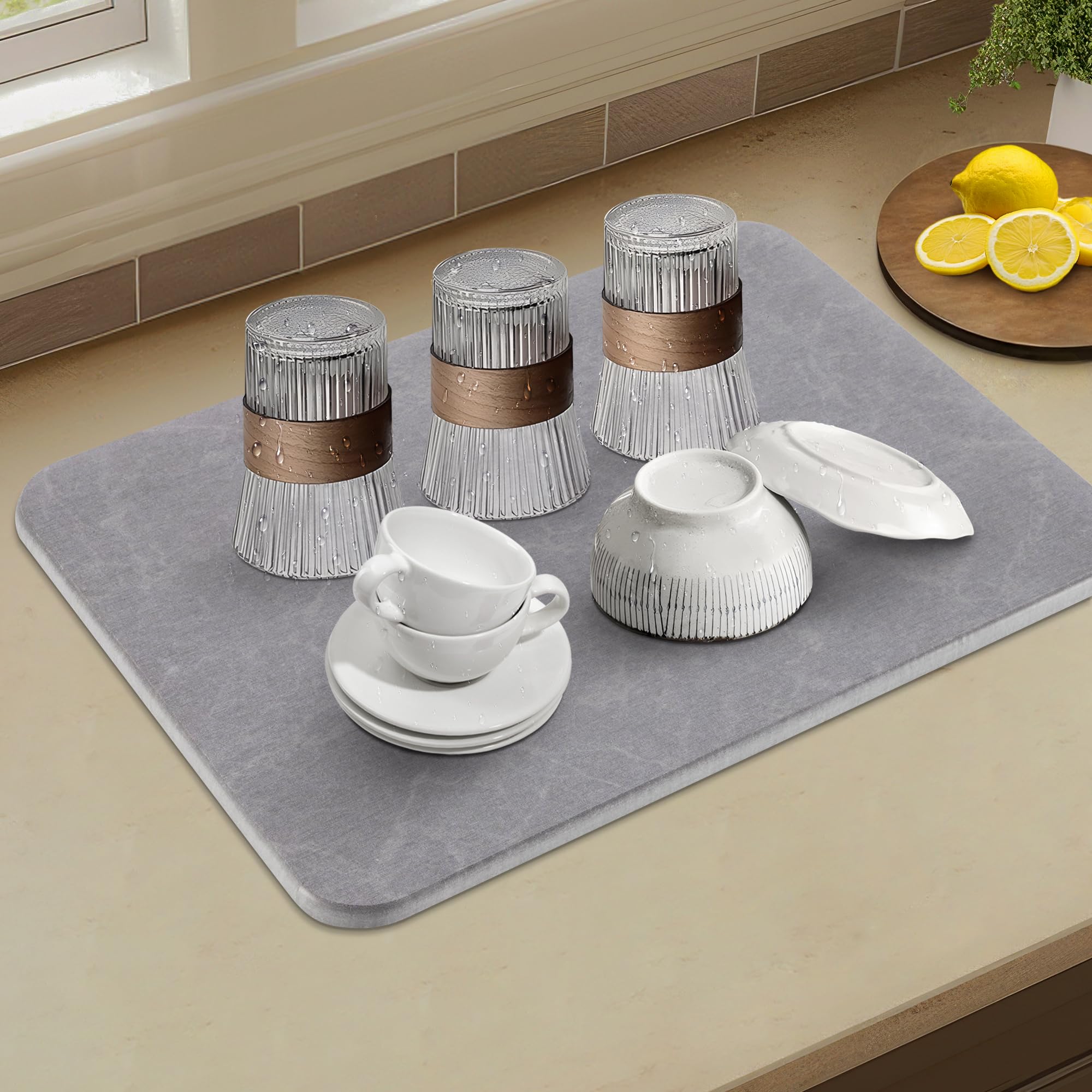 Stone Dish Drying Mats for Kitchen Counter,Fast Dry,Ultra Absorbent ...