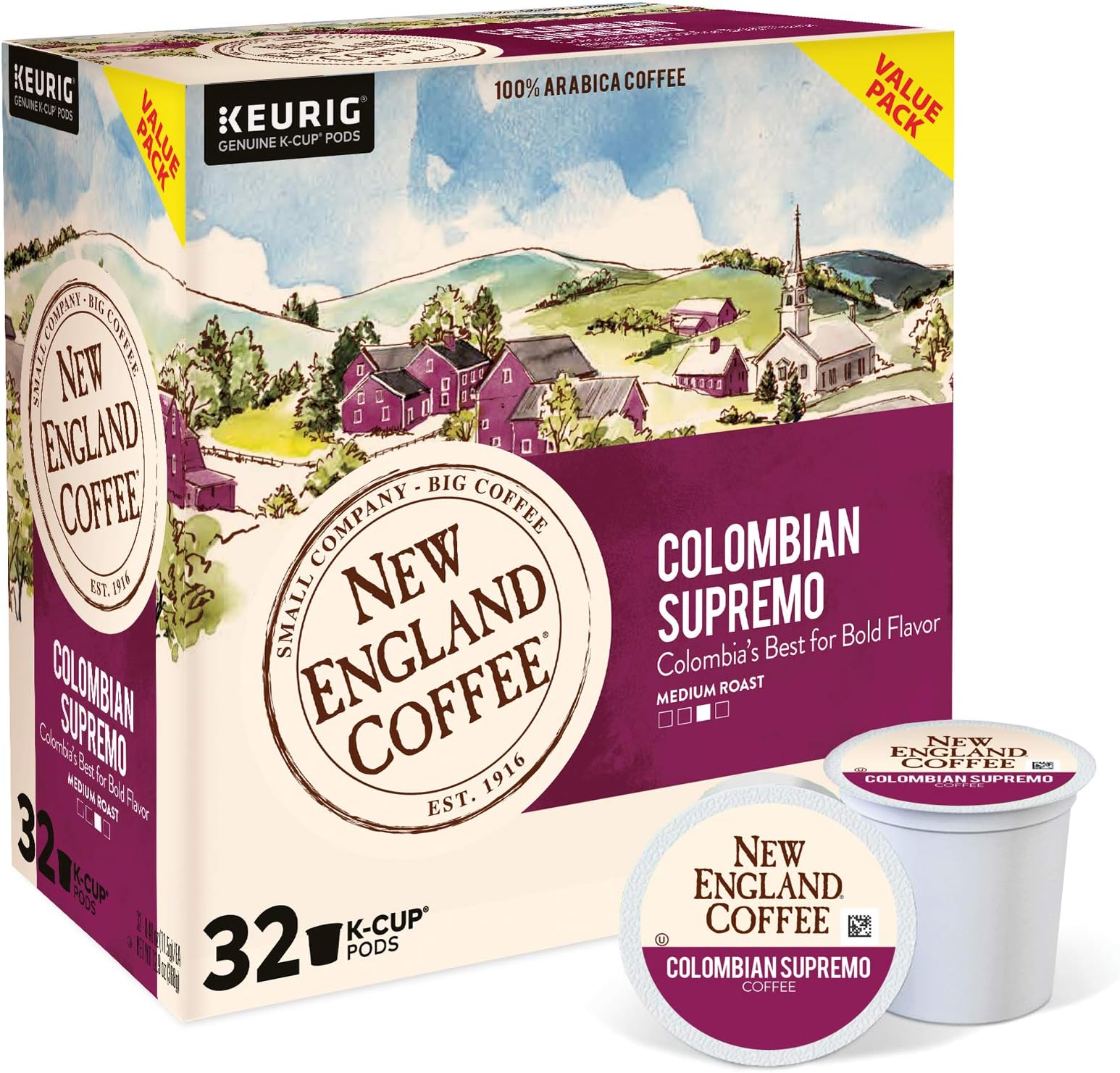 Amazon.com: New England Coffee Colombian Supremo Medium Roast Single ...