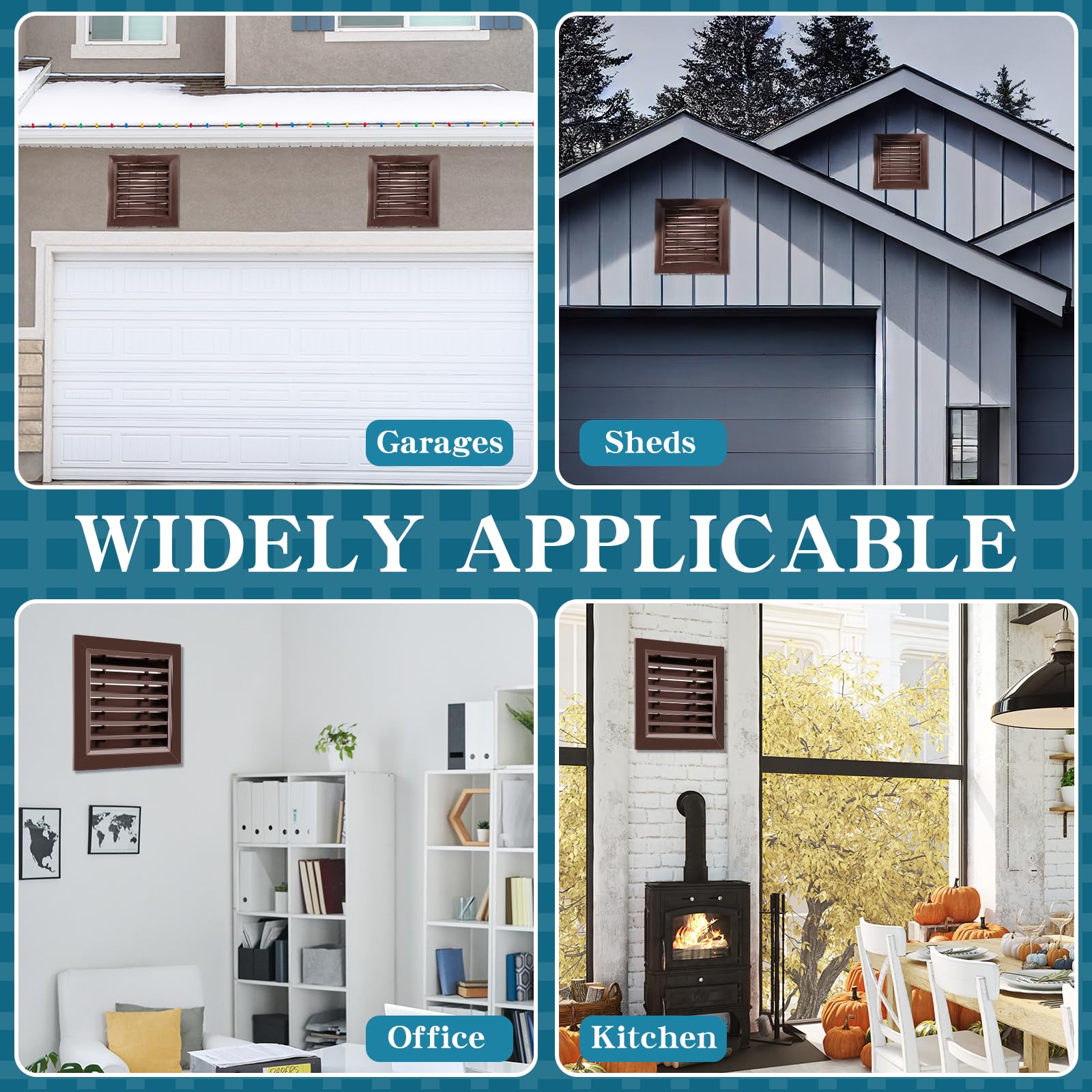 Gable Vents Aluminum Wall Vents 2 Pack 12x12 Inch Black - Aluminum ...
