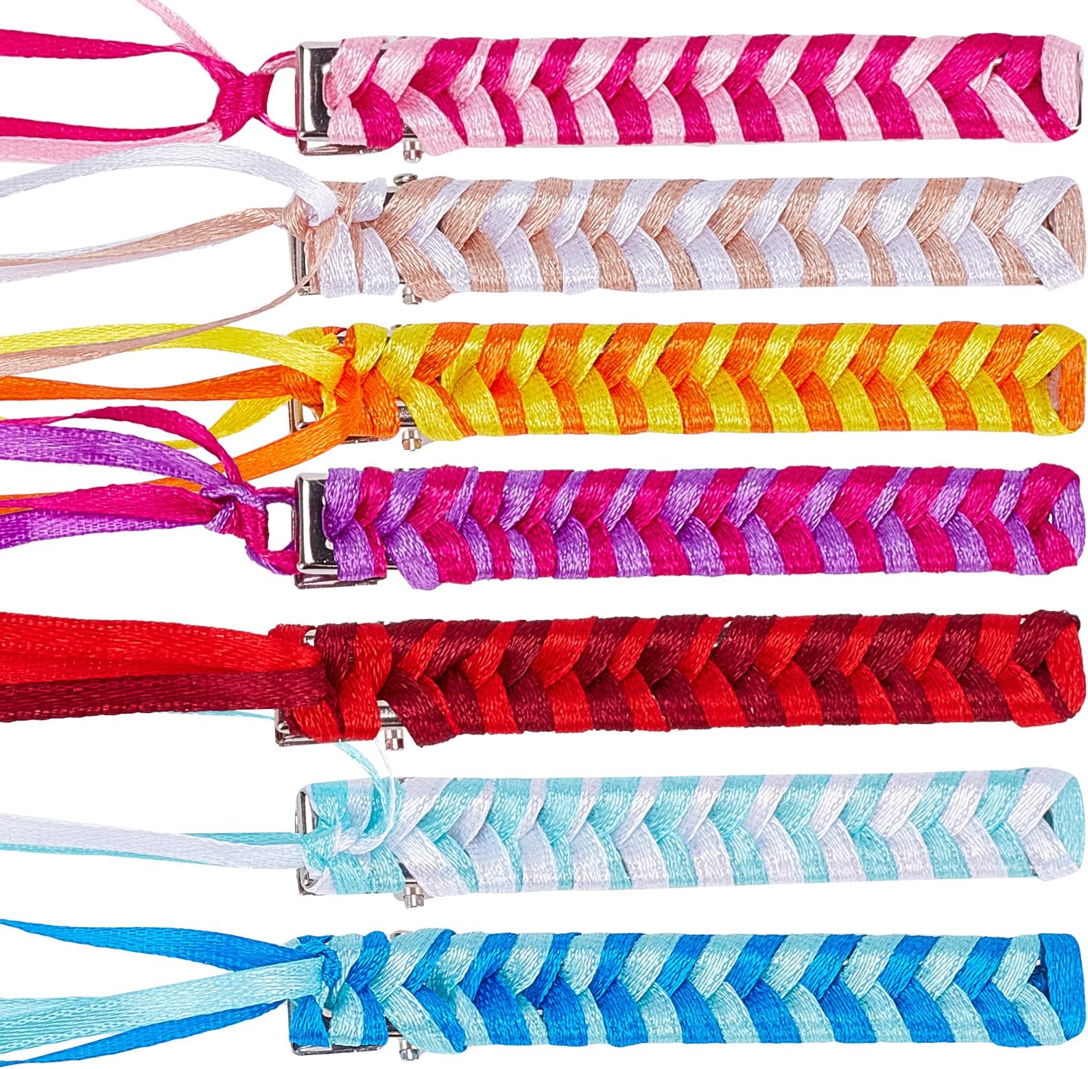 Amazon.com: FREEBLOSS 8 Set Braided Rainbow Ribbon Hair Barrettes DIY ...