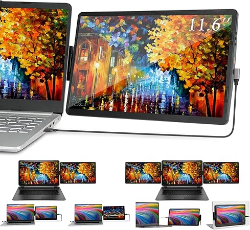 Portable Laptop Screen Extender, 11.6 Inch Swivel Computer Display USB ...