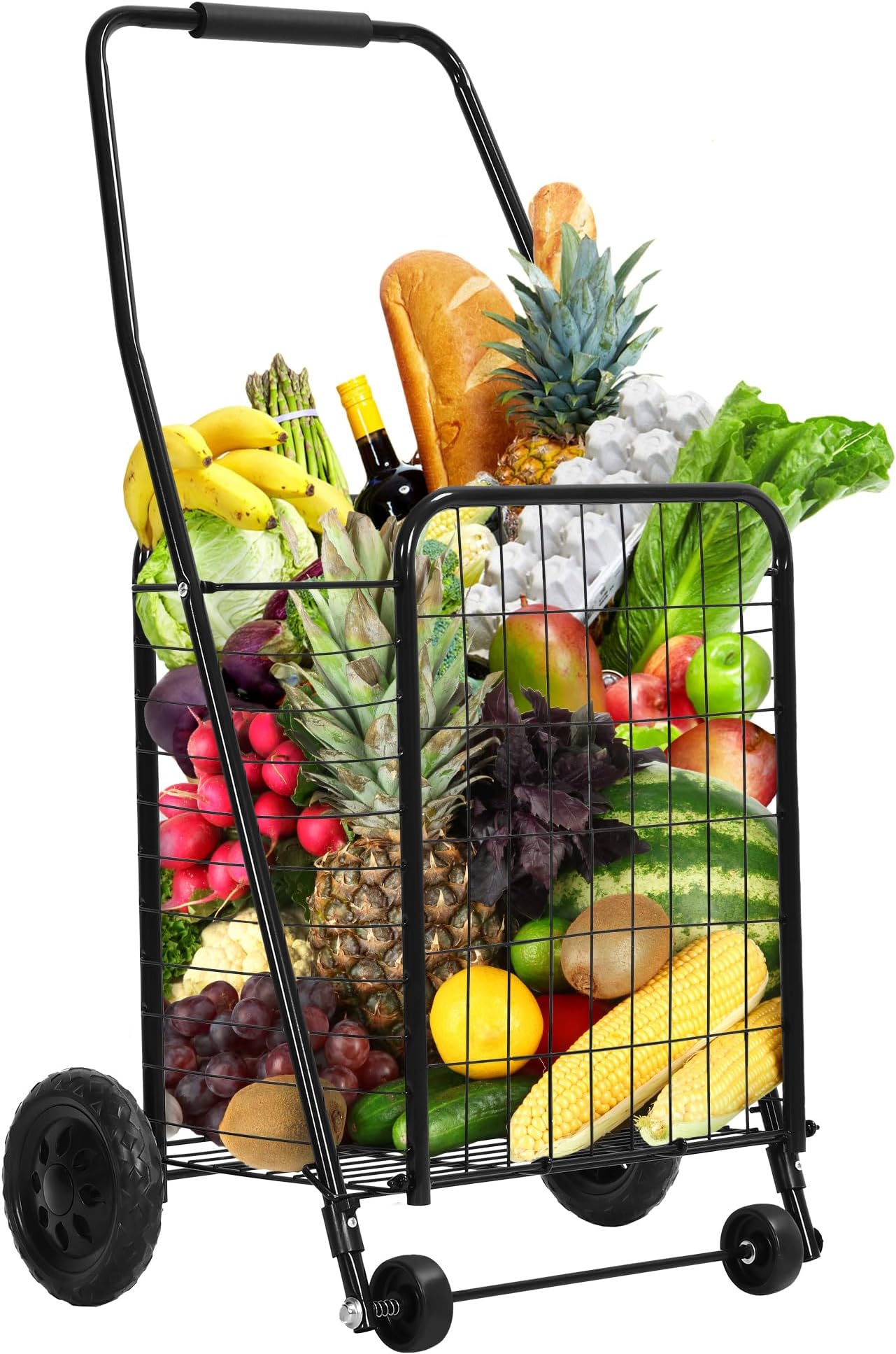 Amazon.com: YITAHOME Folding Shopping Cart with Wheels, Rolling ...