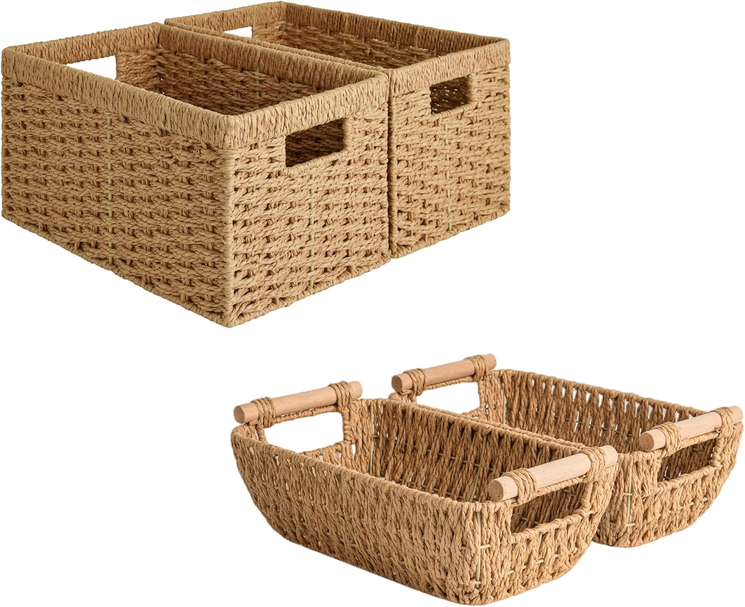 Amazon.com: StorageWorks Round Paper Rope Storage Baskets : Home & Kitchen