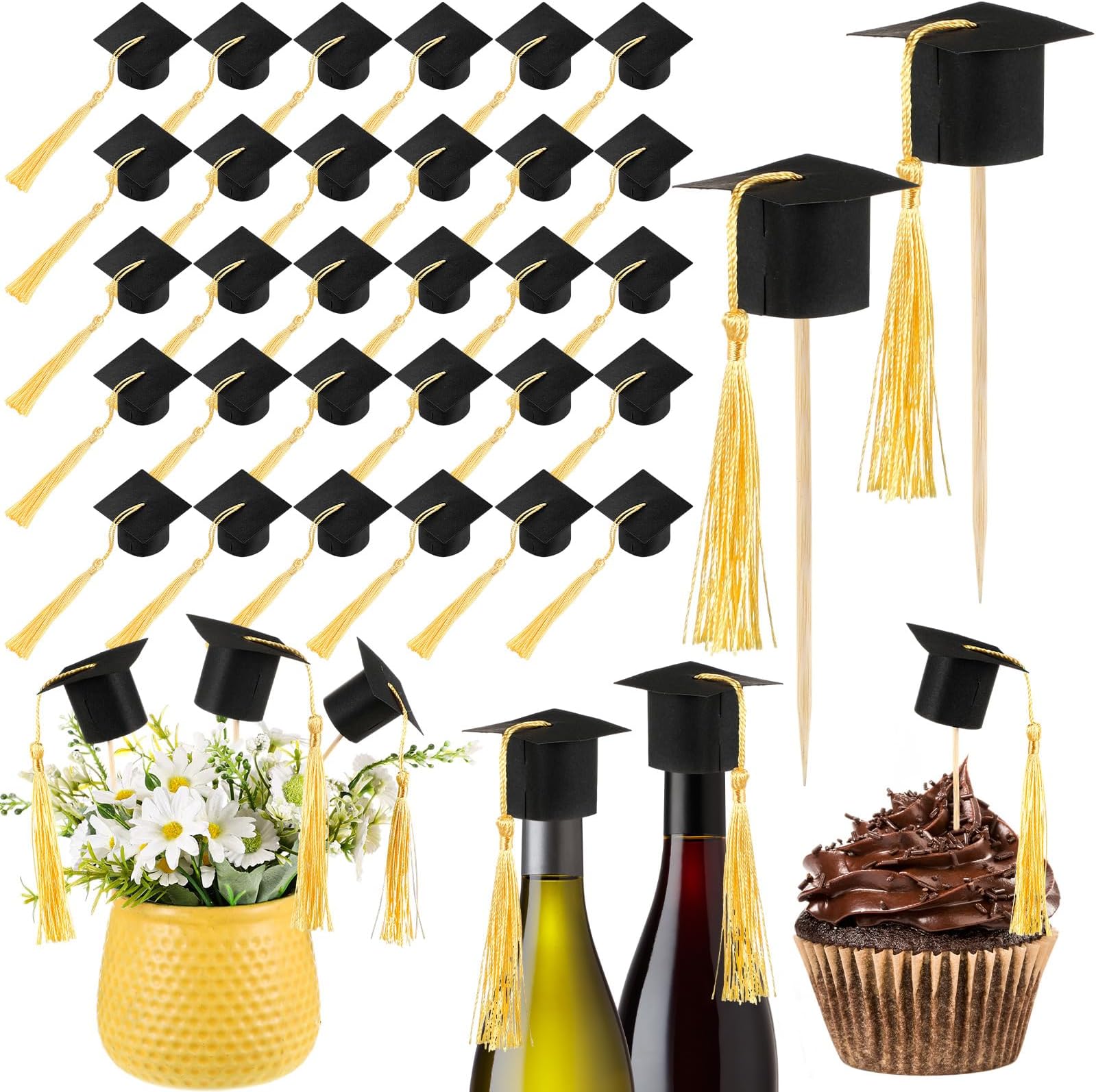 Amazon.com: Graduation Decoration 2024 Graduation Cap Cupcake Toppers ...