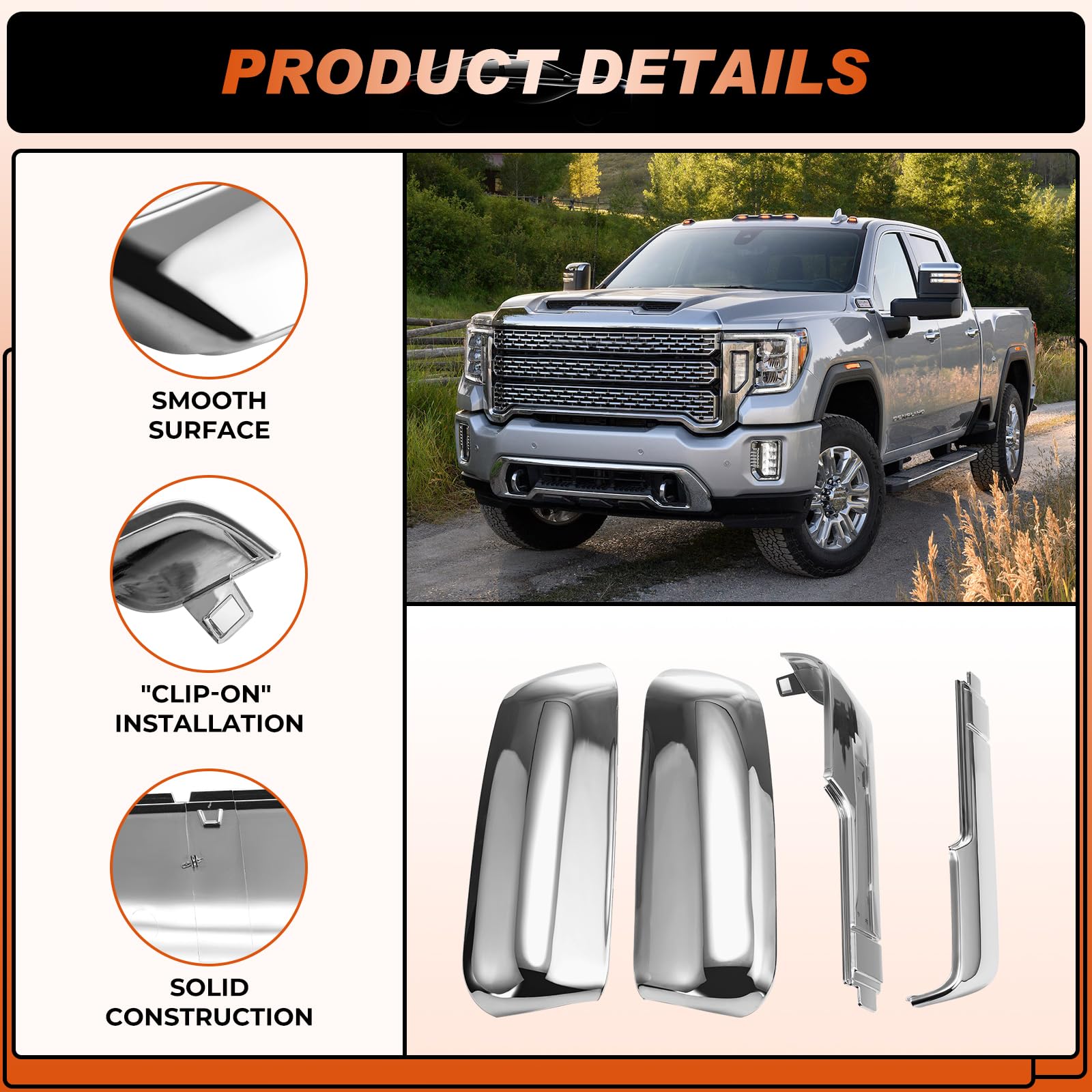 Snapklik.com : Sliver Tow Mirror Caps Fit For Chevy Chevrolet Silverado ...