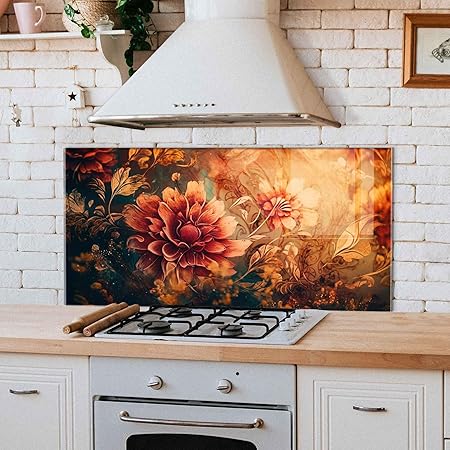 Tempered Glass Kitchen Backsplash, Stove Back Top Cover, Splashback ...