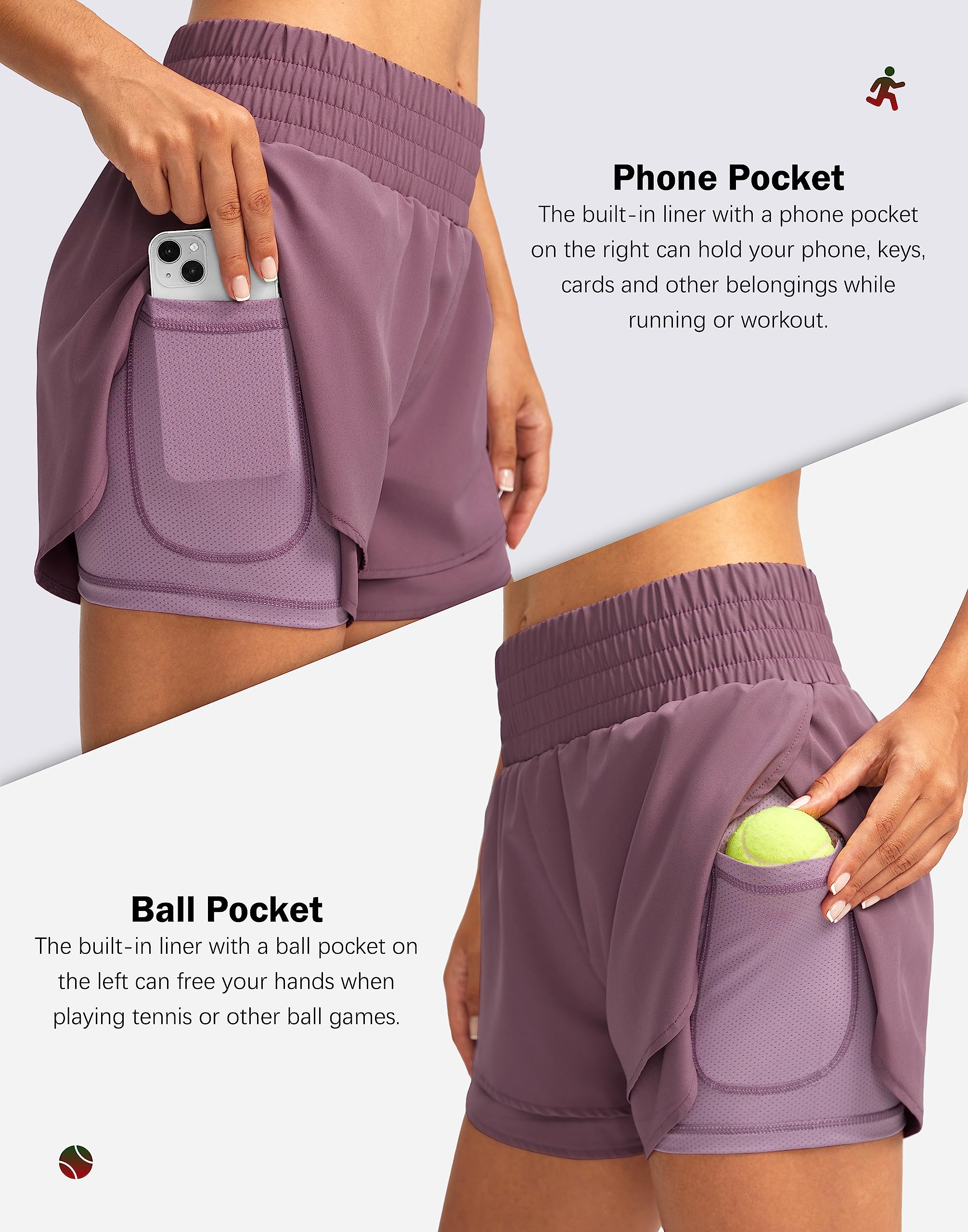 Snapklik.com : Soothfeel Womens 2 In 1 Running Shorts High Waisted ...
