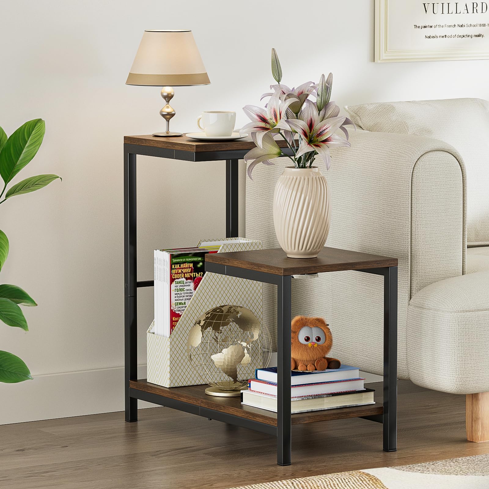 Amazon.com: ZOXILEN G Shaped Side Table, 3 Tier End Table for Couch ...