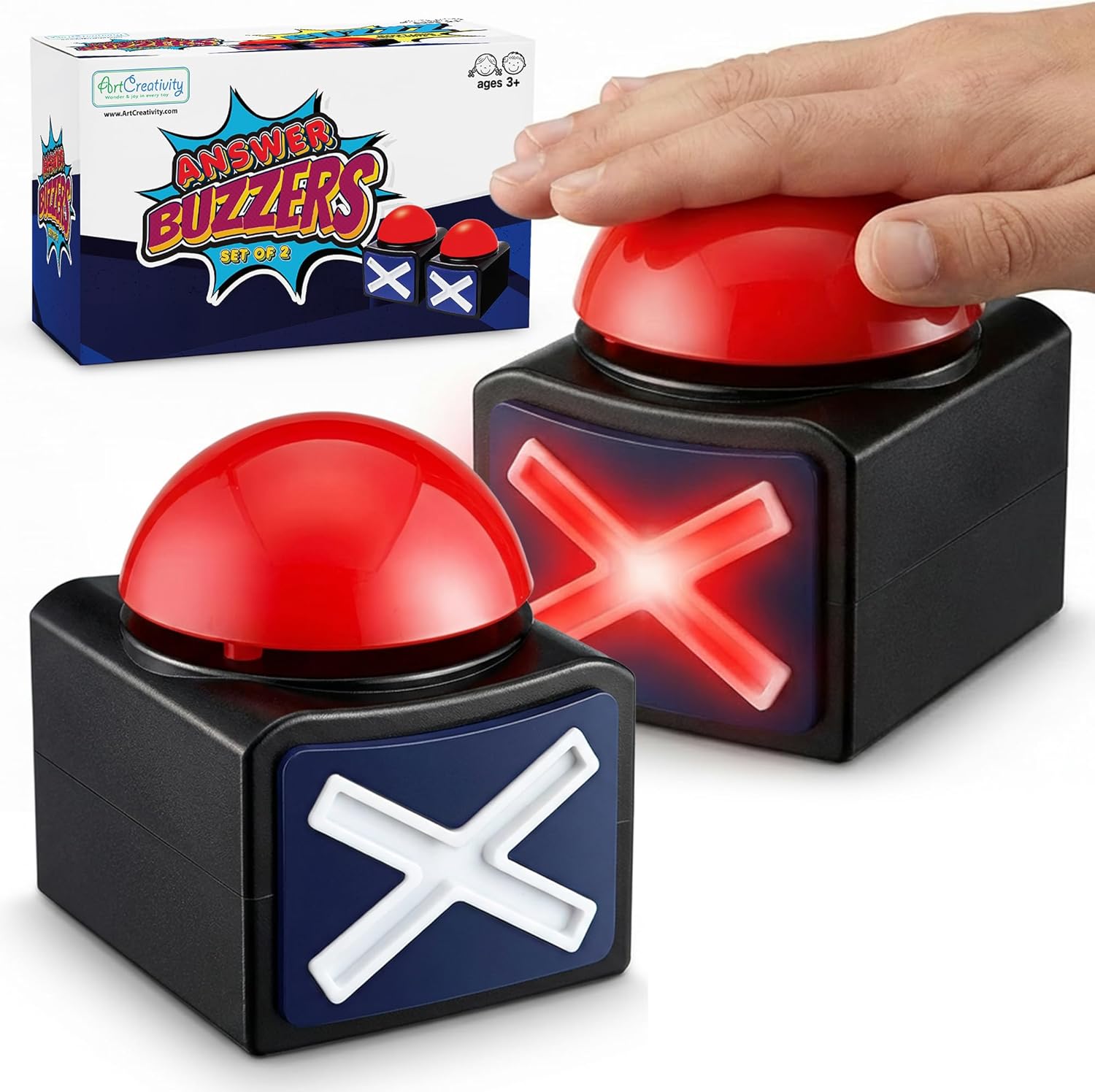 Amazon.com: ArtCreativity Buzzer with Lights and Sounds - Set of 2 ...