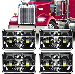 DOT Approved 4x6 LED Headlights 4pcs 60W Sealed Beam 6x4 Conversion Kit ...